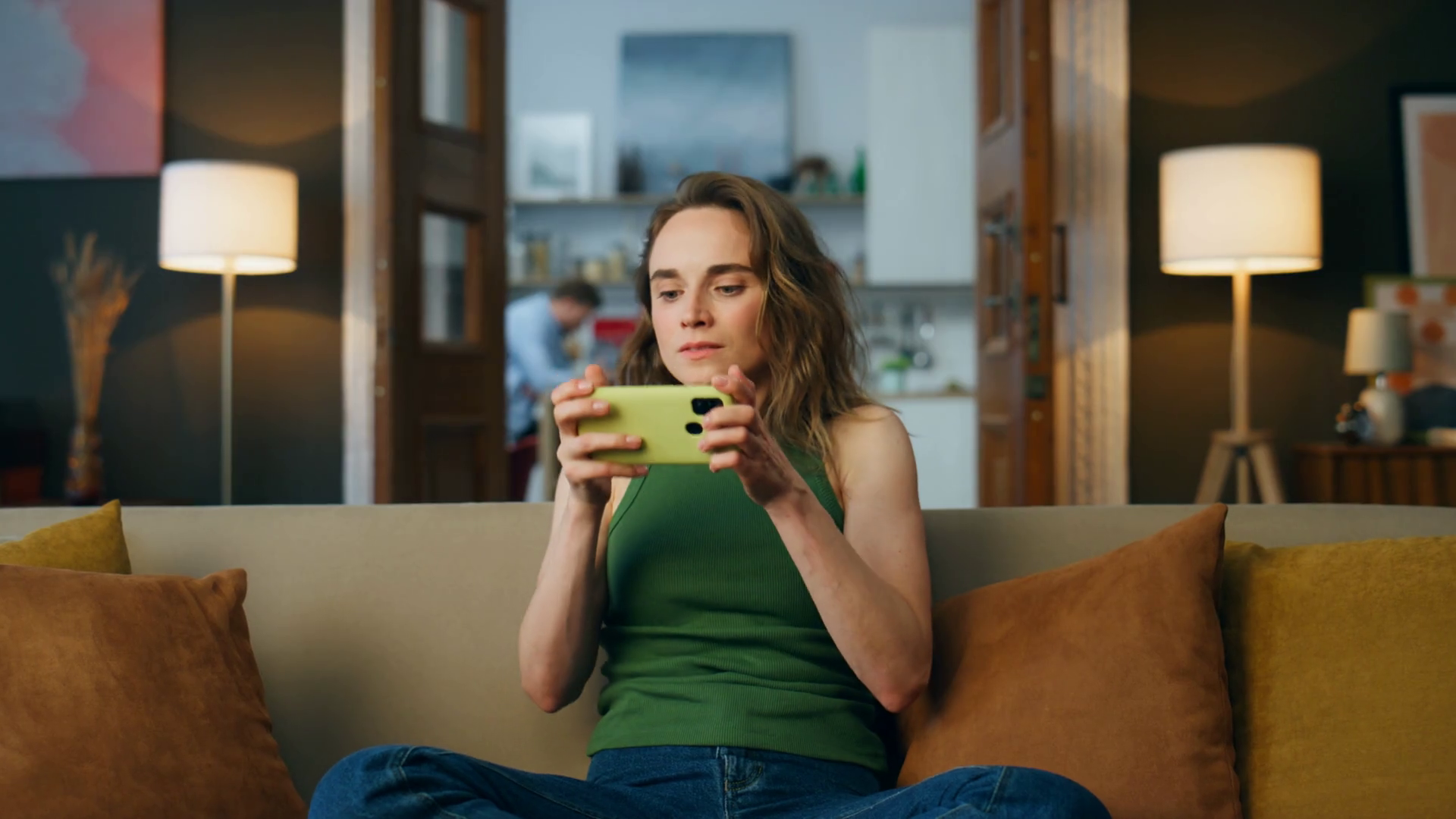 Angry Looser Failing Phone Game At Apartment Stock Footage SBV ...