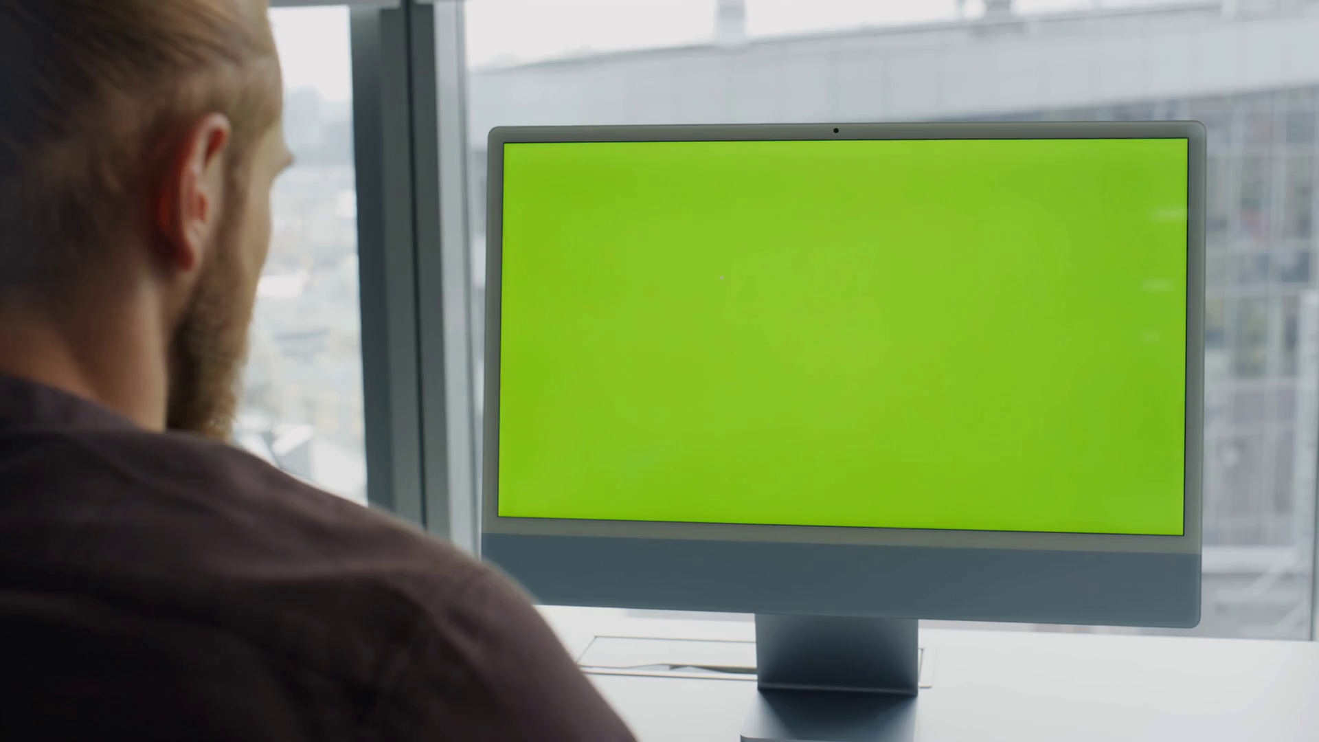 Man Watching Mockup Computer At City View Stock Footage SBV-347606899 ...