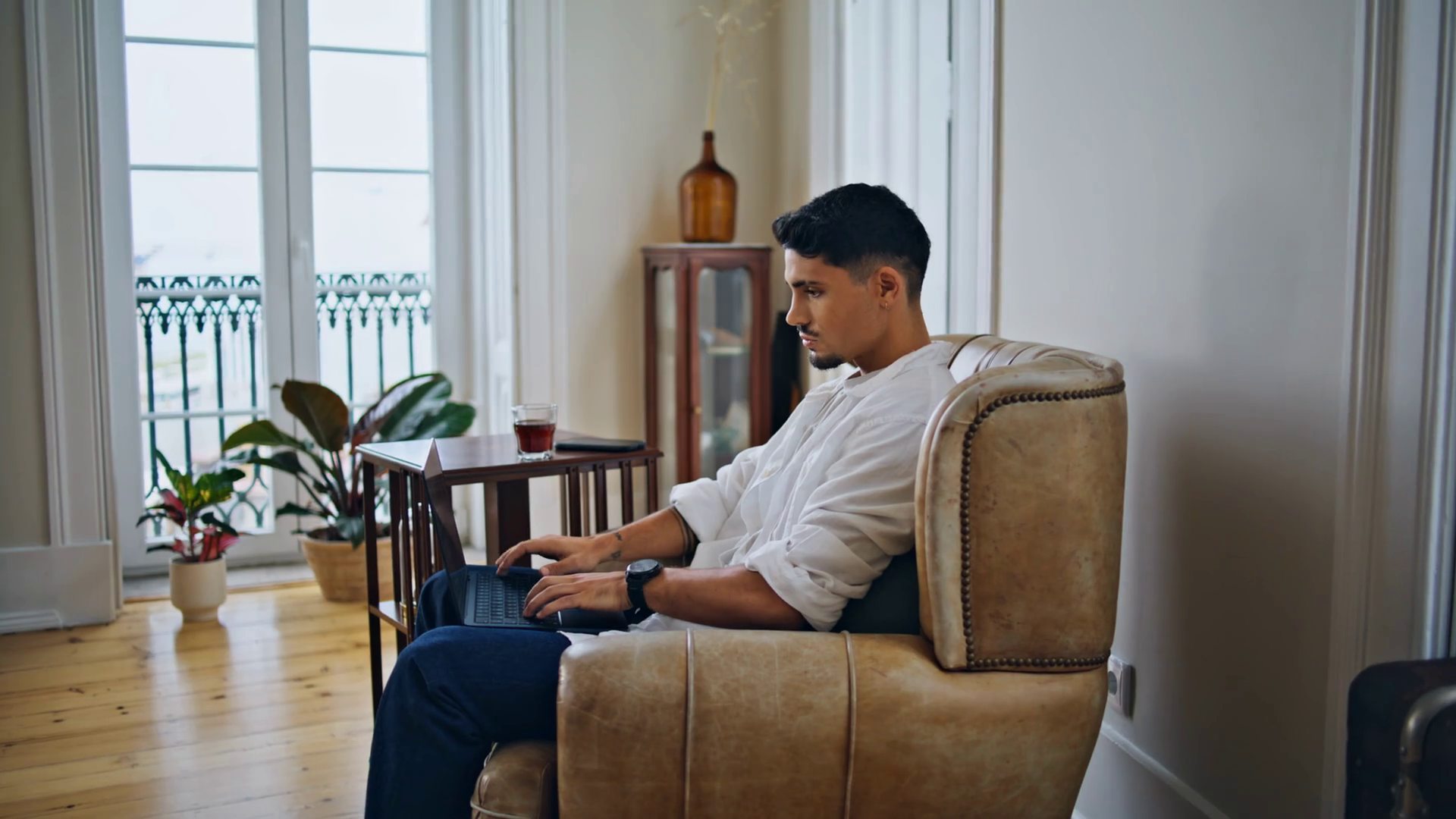 Calm Man Typing Laptop At Cozy Apartment Stock Footage SBV-348757740 ...
