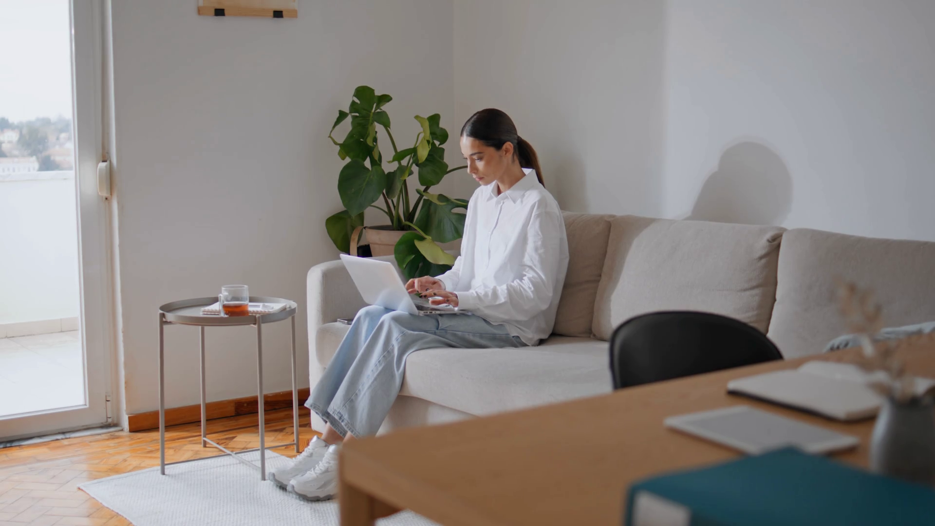 Student Girl Texting Laptop Working Stock Footage SBV-347623297 ...