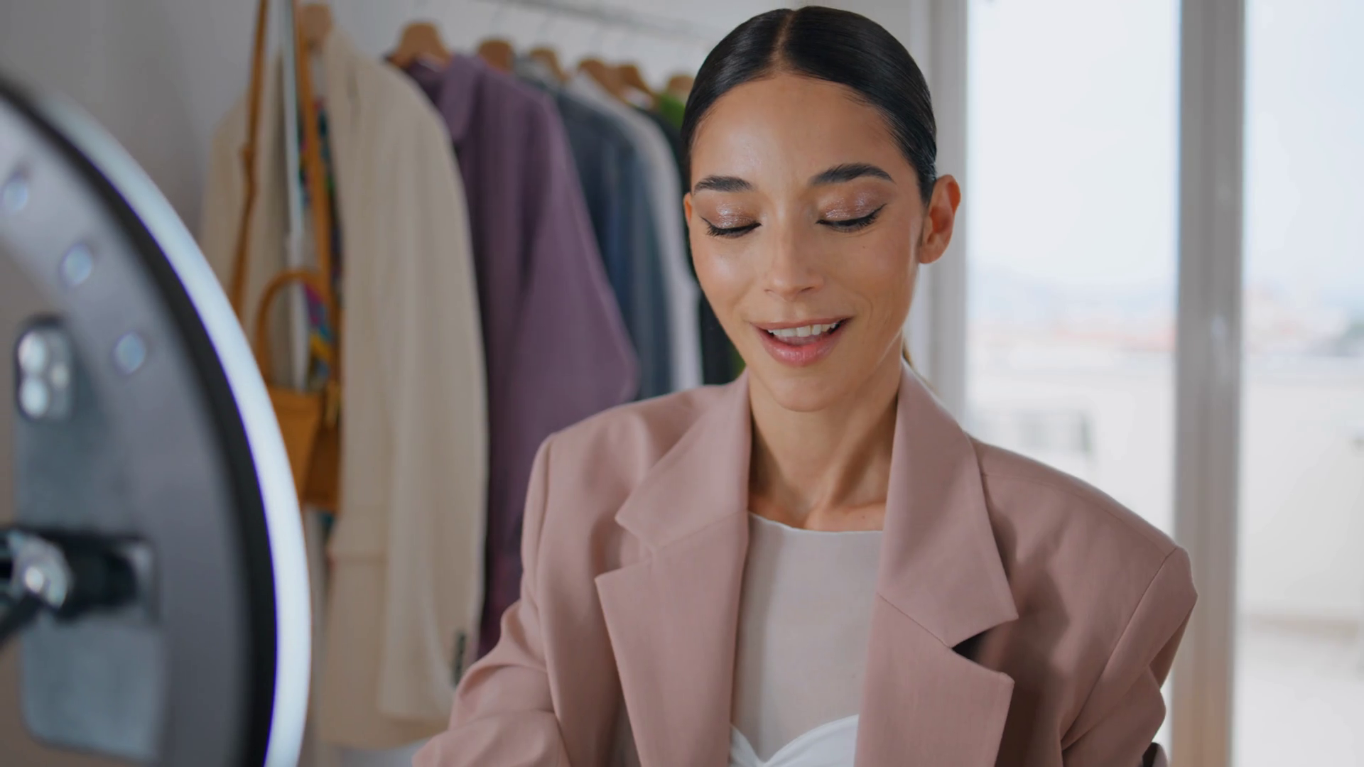 Vlogger Girl Showing Eye Shadow Palette At Stock Footage SBV-347620169 ...