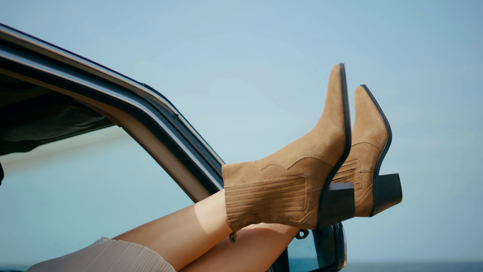 Woman Legs Sticking Out Car Window In Front Stock Footage SBV-347643045 ...