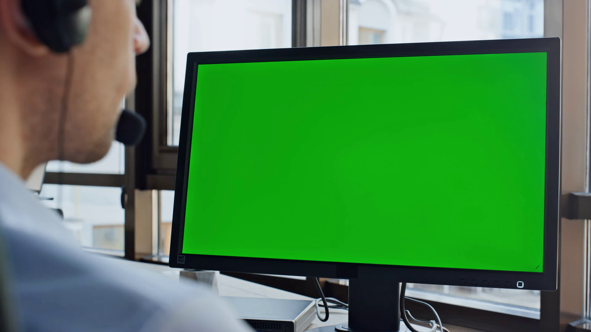 Call Center Green Computer Screen Closeup Stock Footage SBV-347701218 ...