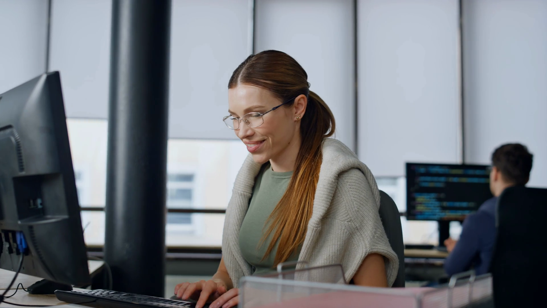 Happy Developer Typing Computer In Startup Stock Footage SBV-347700872 - Storyblocks
