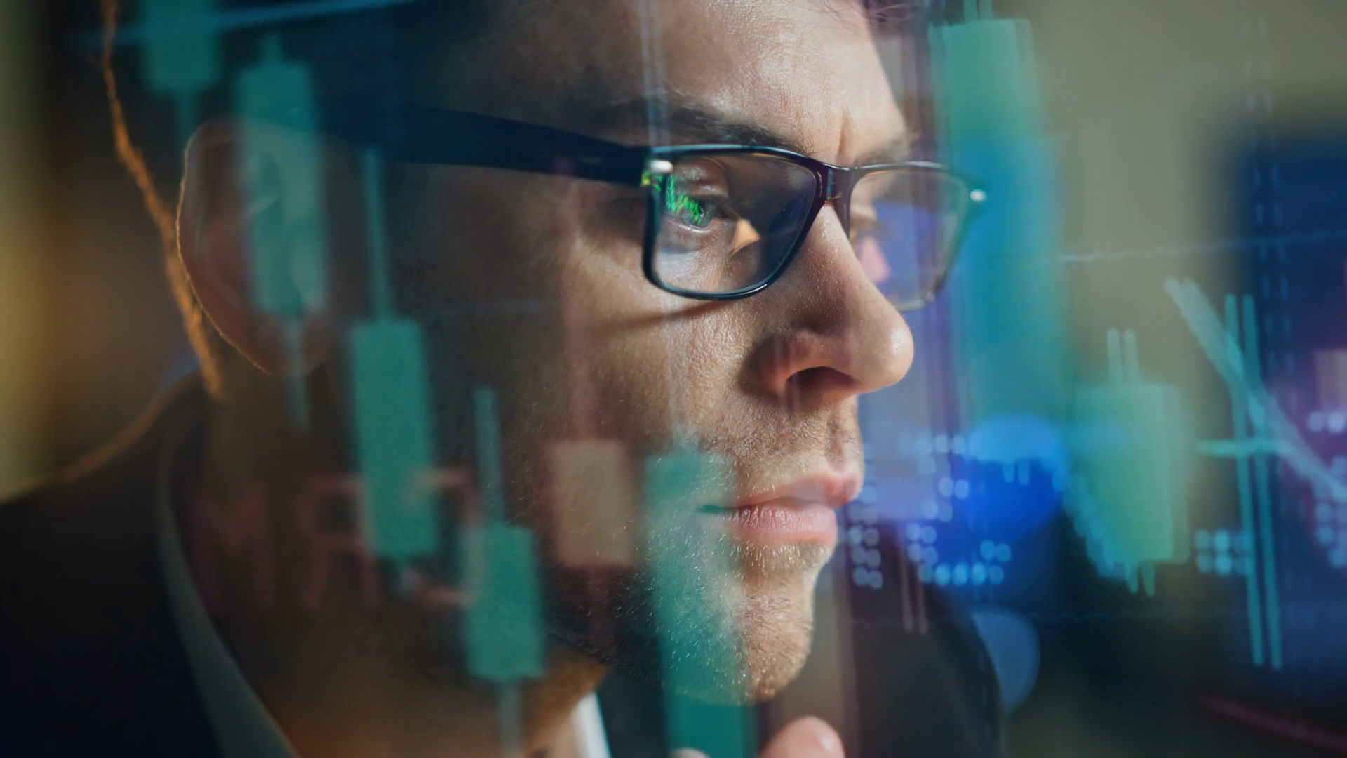 Financial Trader Check Data In Holographic Stock Footage SBV-347695297 ...