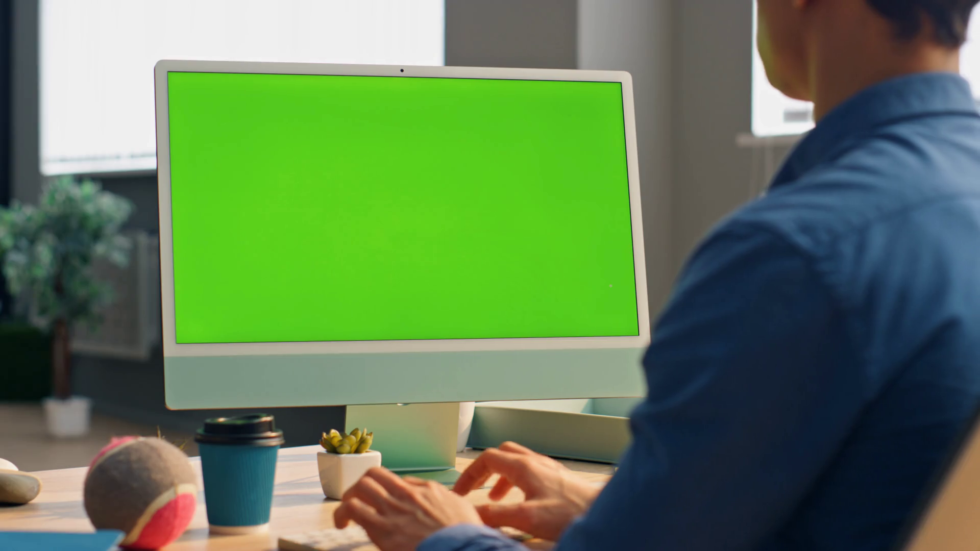 Freelancer Using Green Screen Computer In Stock Footage SBV-348418261 ...