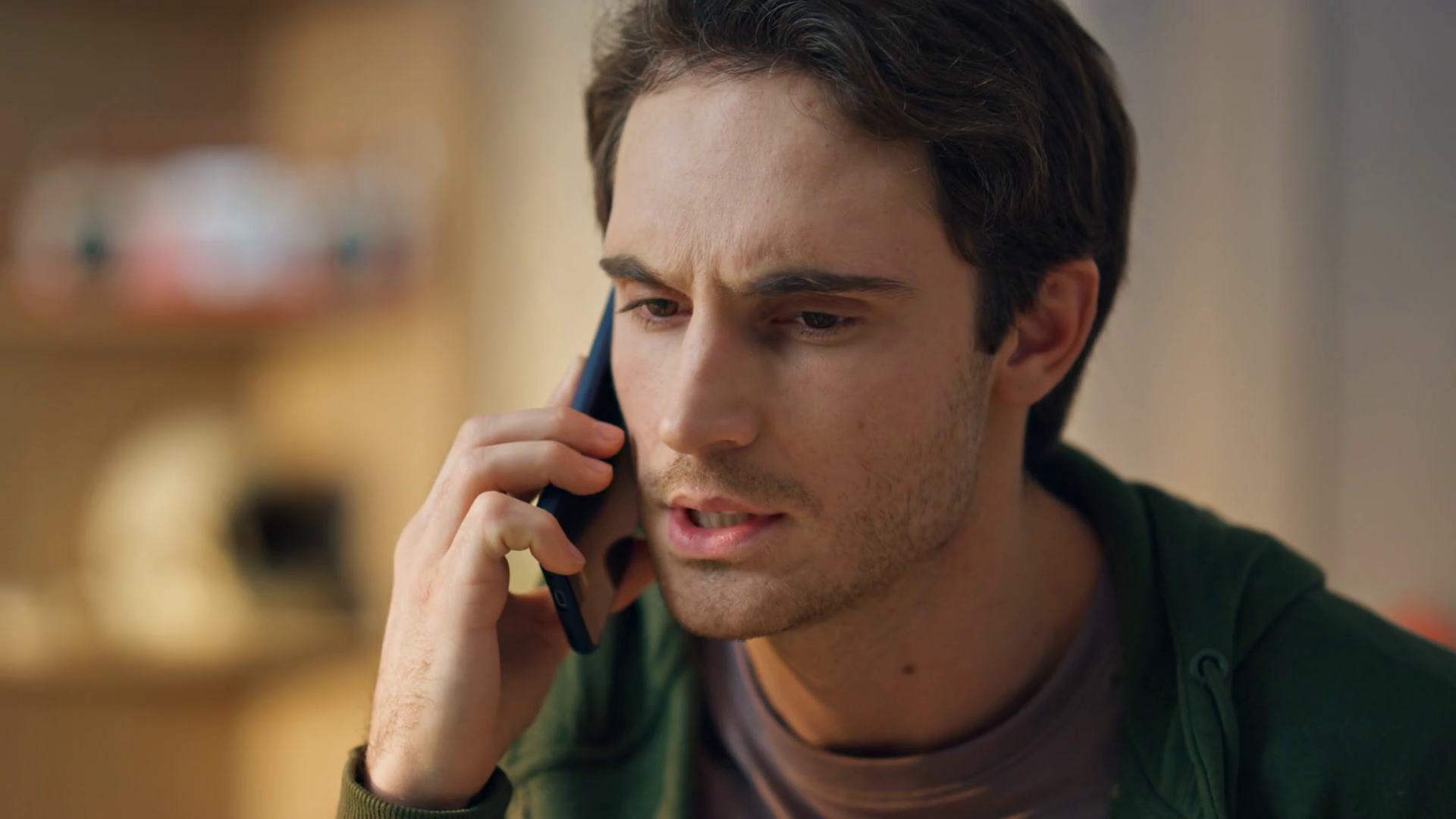 Closeup Serious Man Call Mobile Phone In Stock Footage SBV-348413219 ...