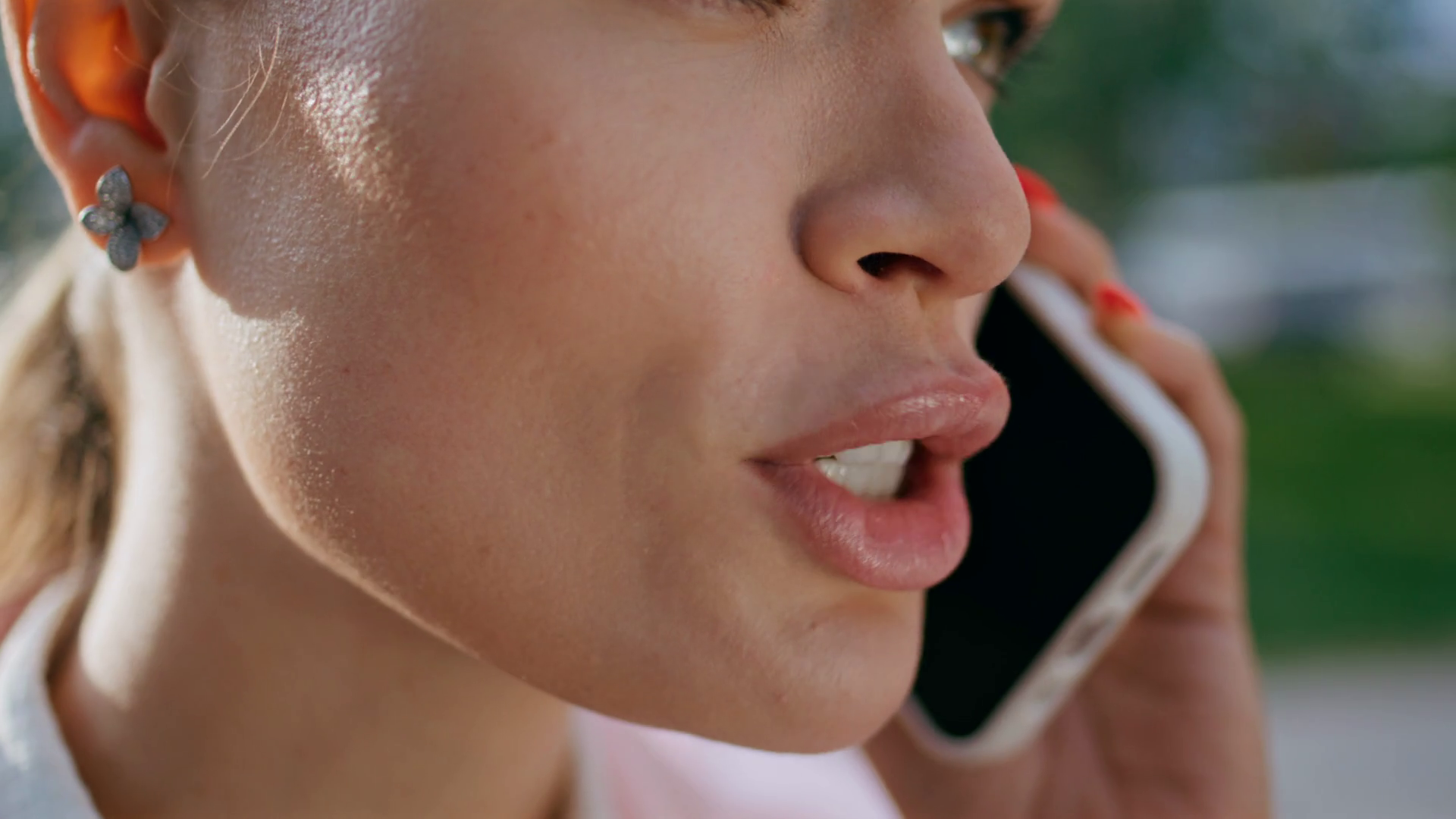 Closeup Face Woman Calling Smartphone On Stock Footage SBV-348670251 ...