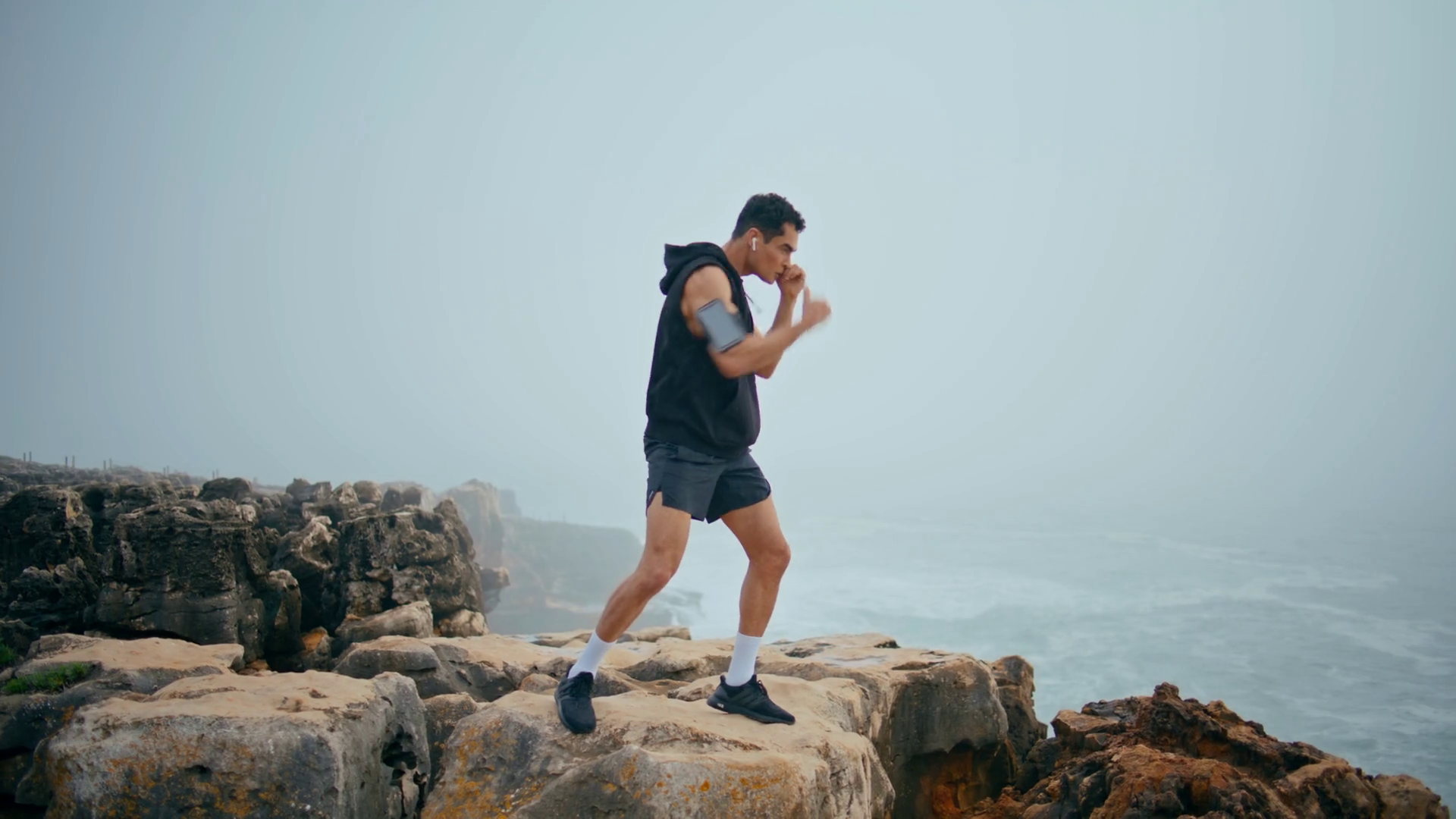 Strong Male Boxing Outdoors On Cliff Stock Footage SBV-348715119 ...