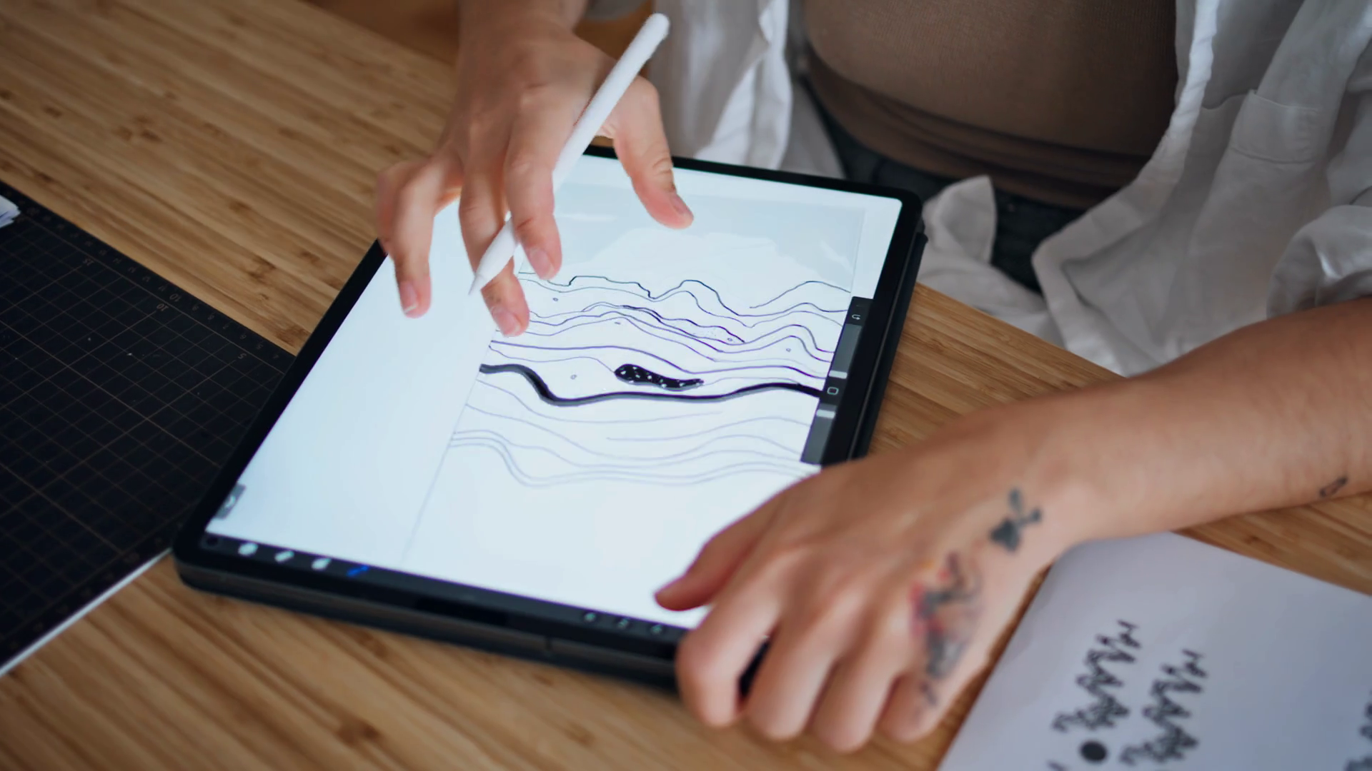 Artist Hand Creating Pad Sketch At Cozy Stock Footage SBV-348717655 - Storyblocks