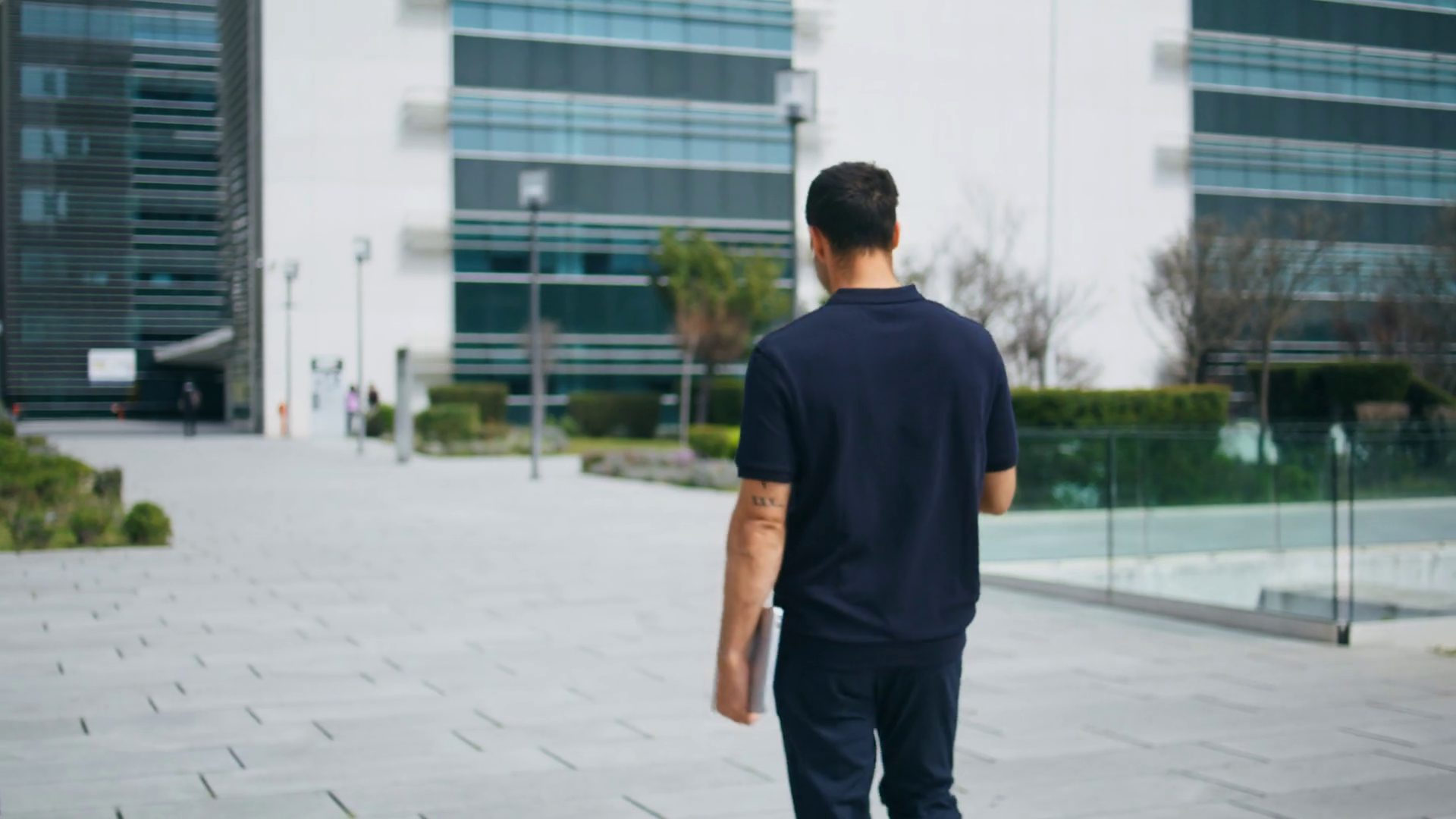 Relaxed Man Strolling Square Holding Laptop Stock Footage SBV-348725329 ...