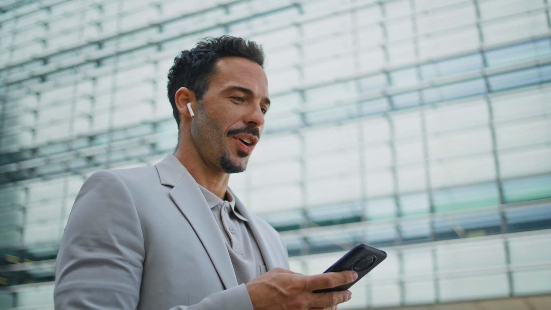 Happy Director Talking Call At Modern Street Stock Footage SBV ...