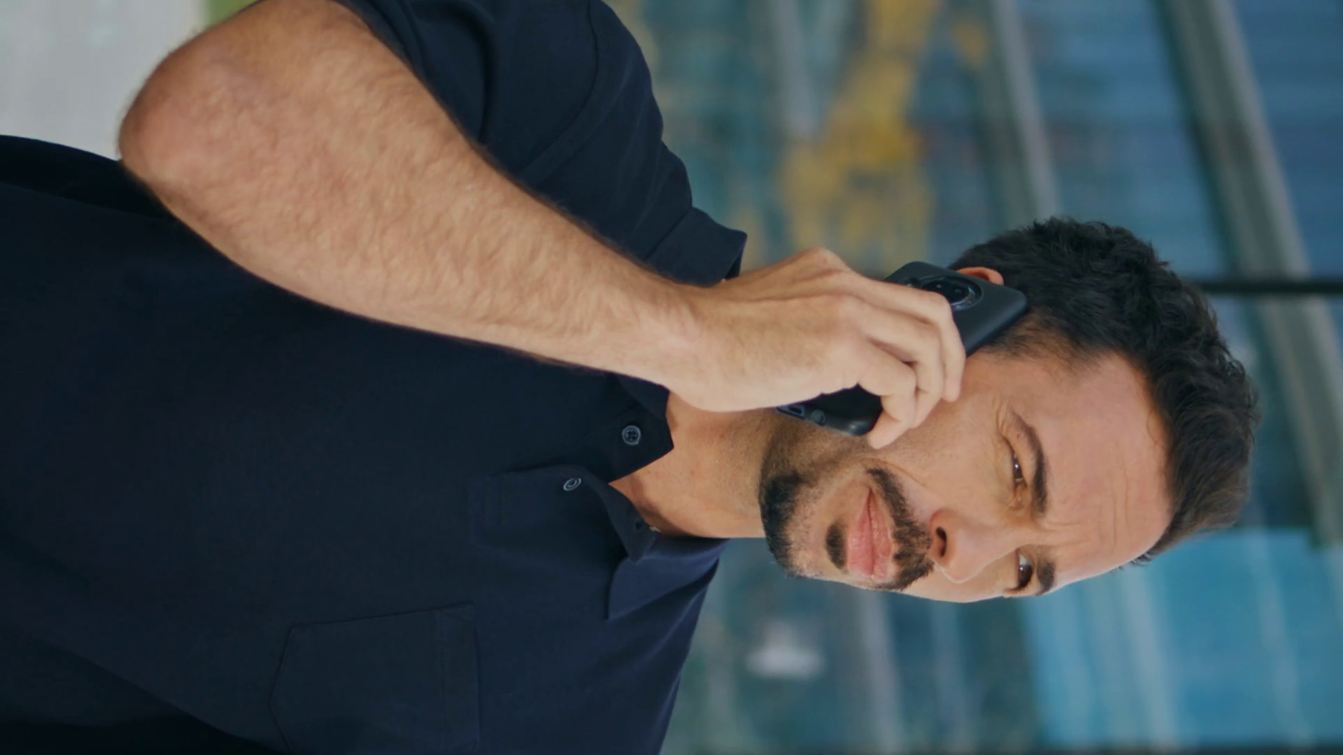 Serious Guy Talking Phone At Office Building Stock Footage SBV ...