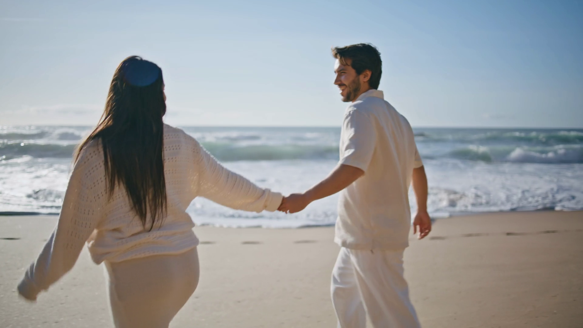 Loving Happy Romantic Couple Hugging Walking Stock Footage SBV ...