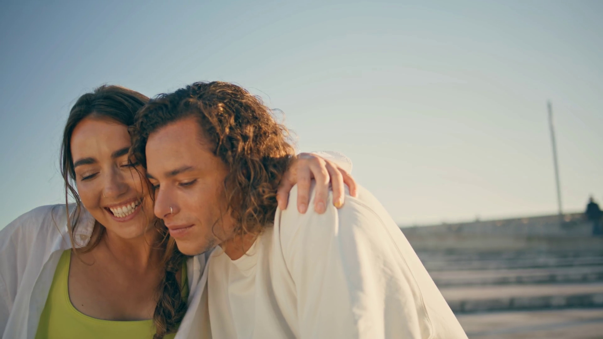 Loving Pair Embracing Together At City Stock Footage SBV-348837417 ...