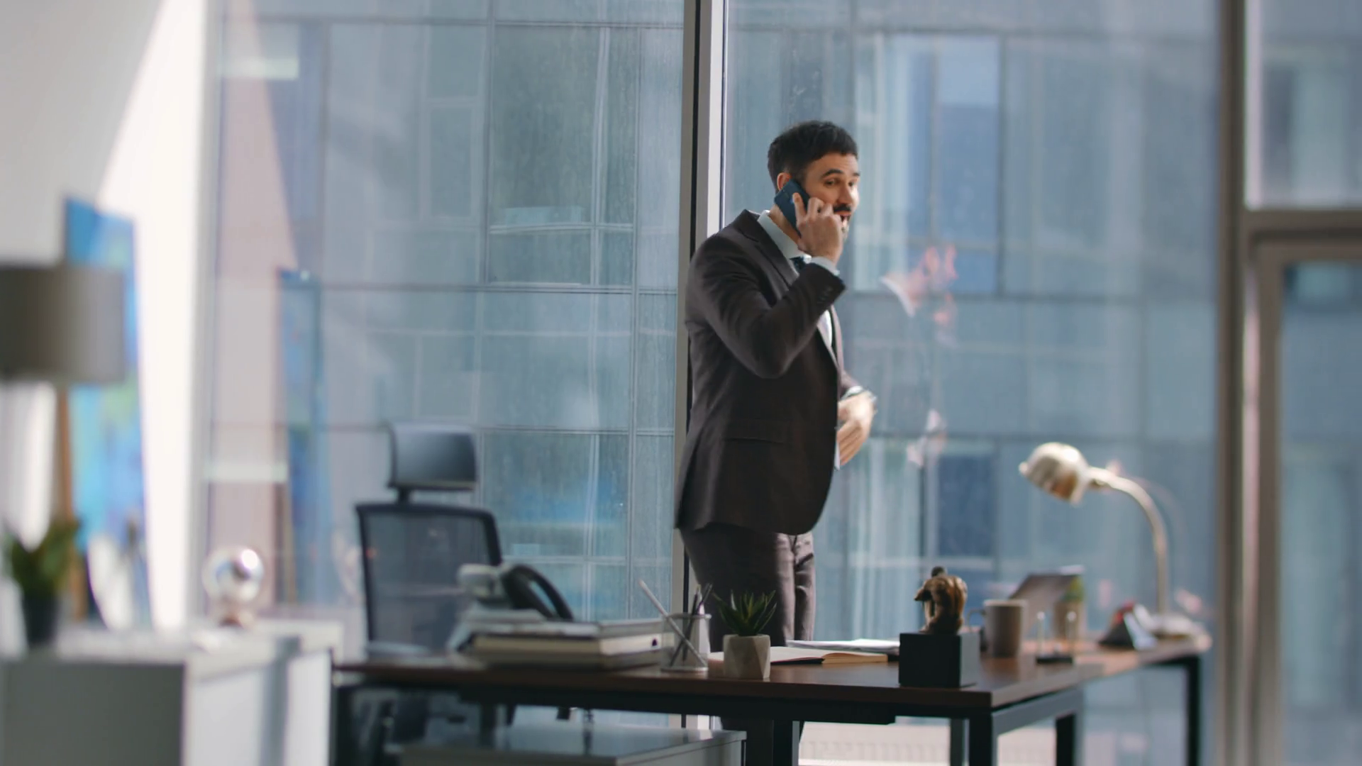 Manager Feeling Stress Calling Partners Stock Footage SBV-348761176 ...