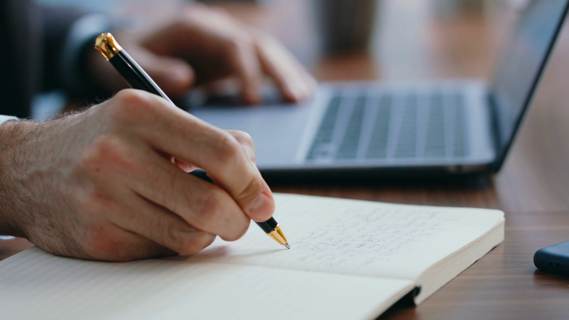 Boss Hands Noting Information In Notebook Stock Footage SBV-348761350 ...