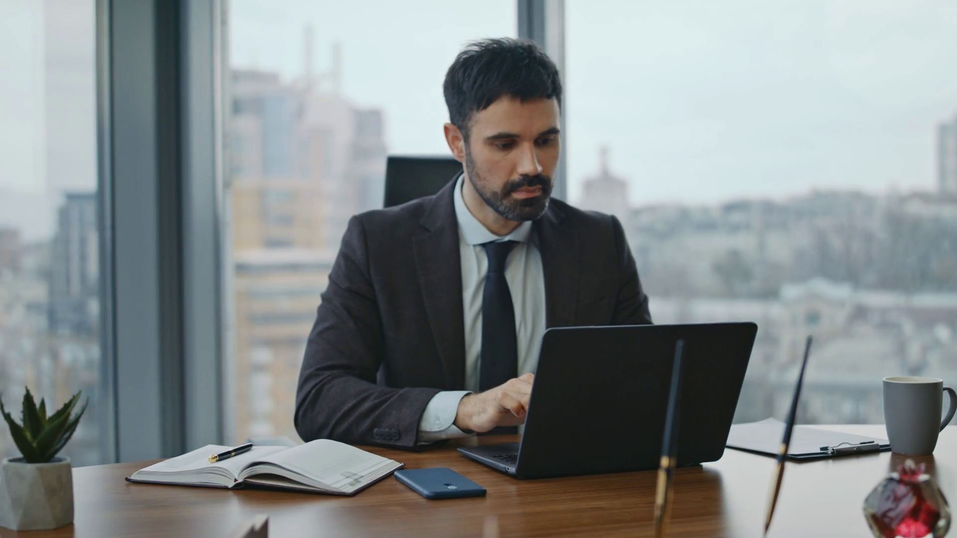 Boss Answering Phone Call Sitting Modern Stock Footage SBV-348796364 ...