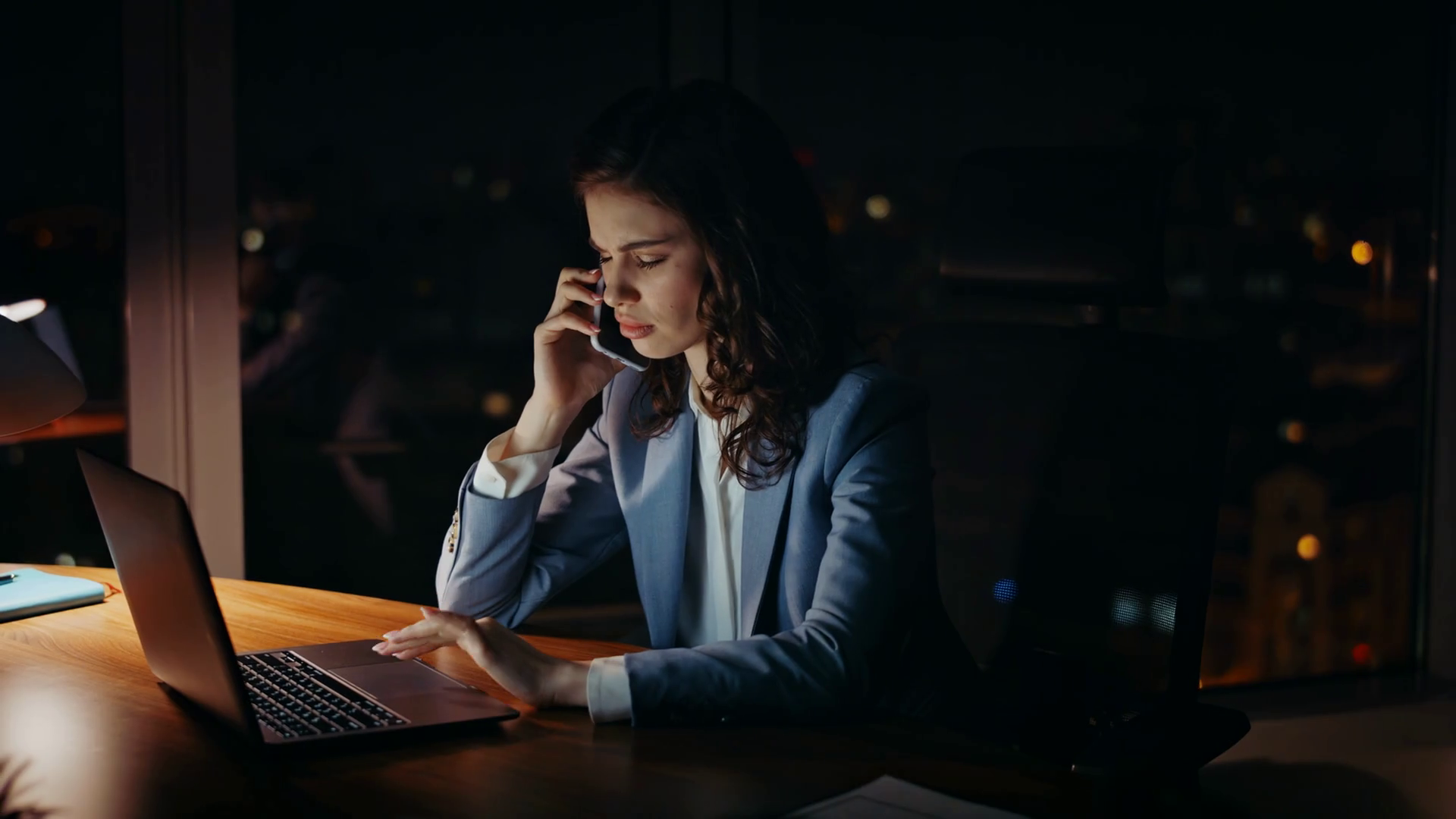 Exhausted Business Woman Calling Telephone Stock Footage SBV-348761161 ...