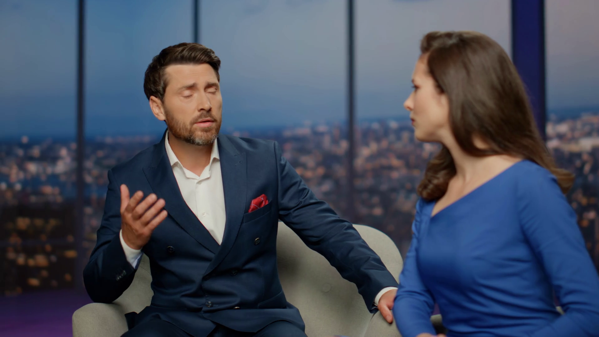 Frustrated Man Talking Interview Tv Show To Stock Footage SBV-348767580 ...