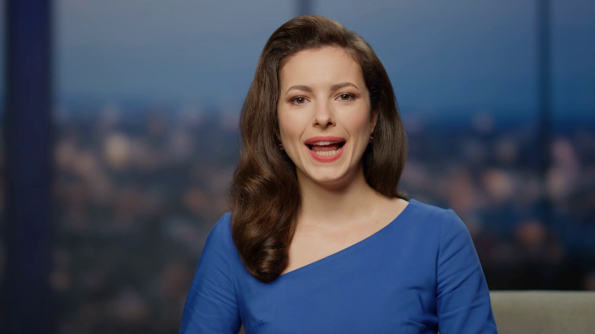 Happy Anchor Woman Talking To Camera Stock Footage SBV-348799353 ...