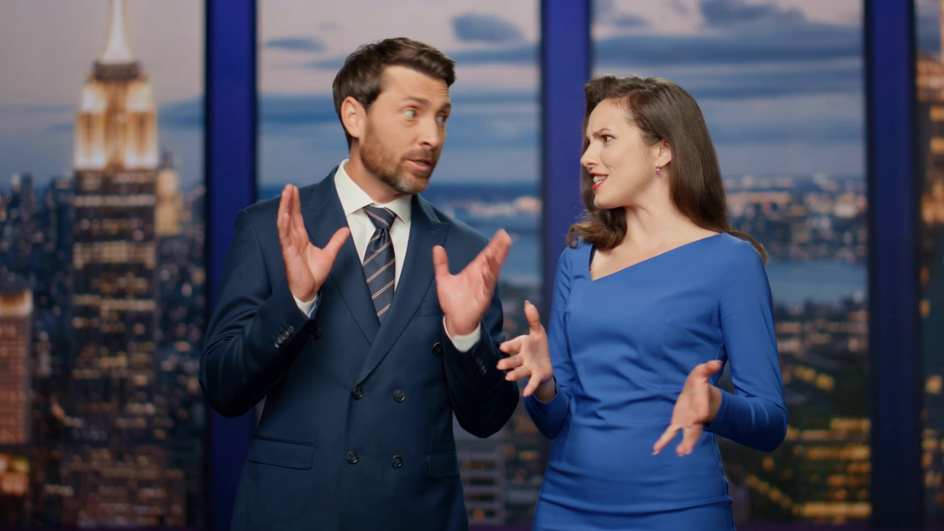 Two Newsreaders Discussing News Standing Stock Footage SBV-348767703 ...
