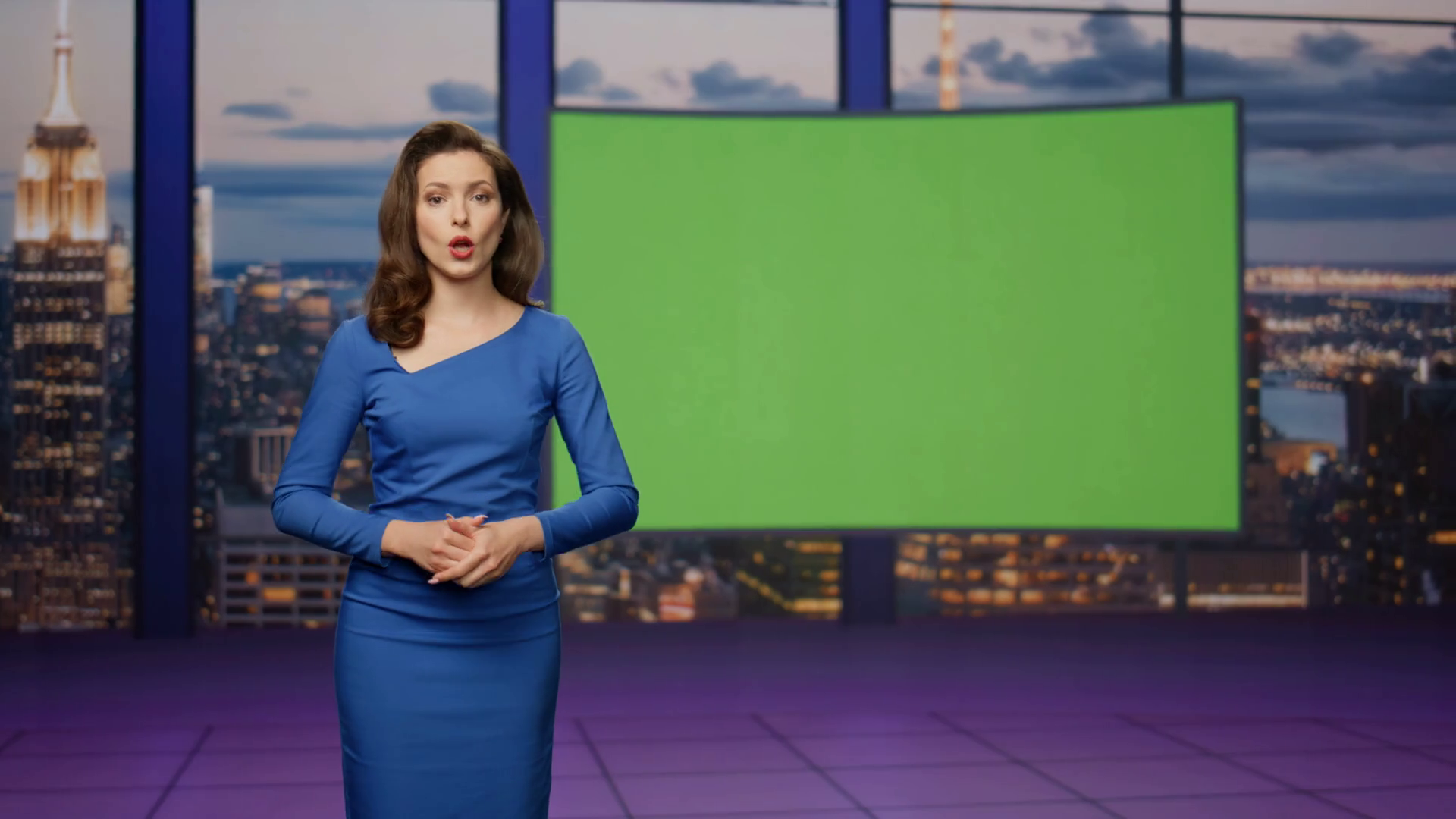 Woman Host Presenting Newscast Standing Tv Stock Footage SBV-348767982 ...