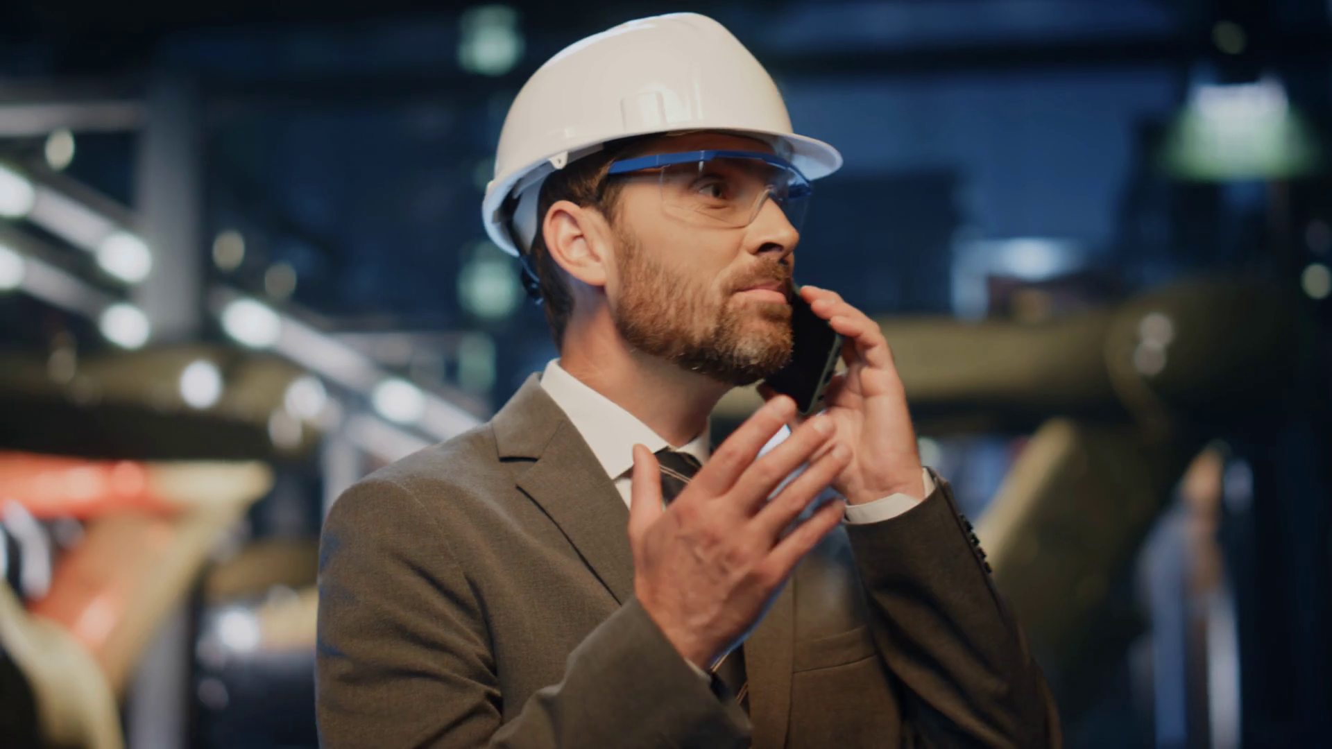 Factory Engineer Speaking Cellphone At Stock Footage SBV-348768370 ...