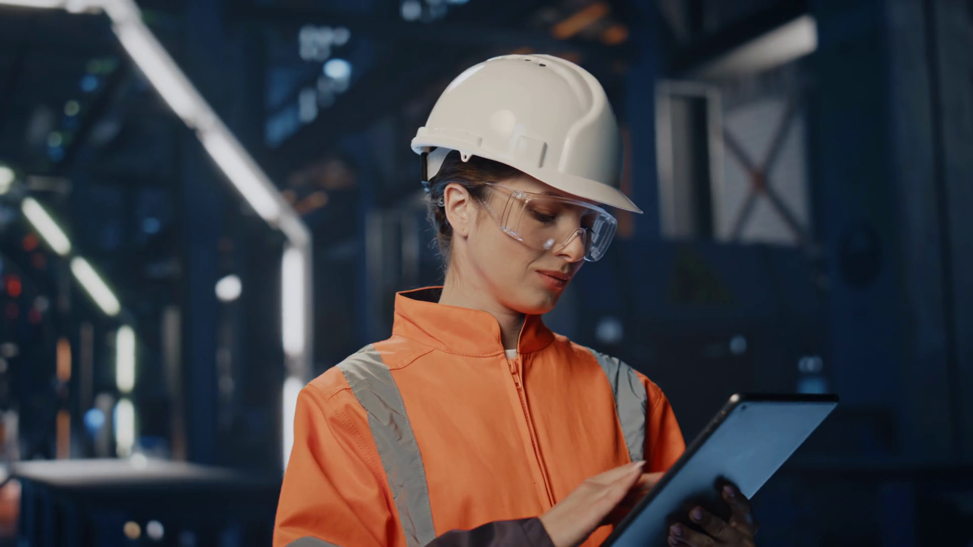 Woman Engineer Holding Tablet Cheking Stock Footage SBV-348767822 ...