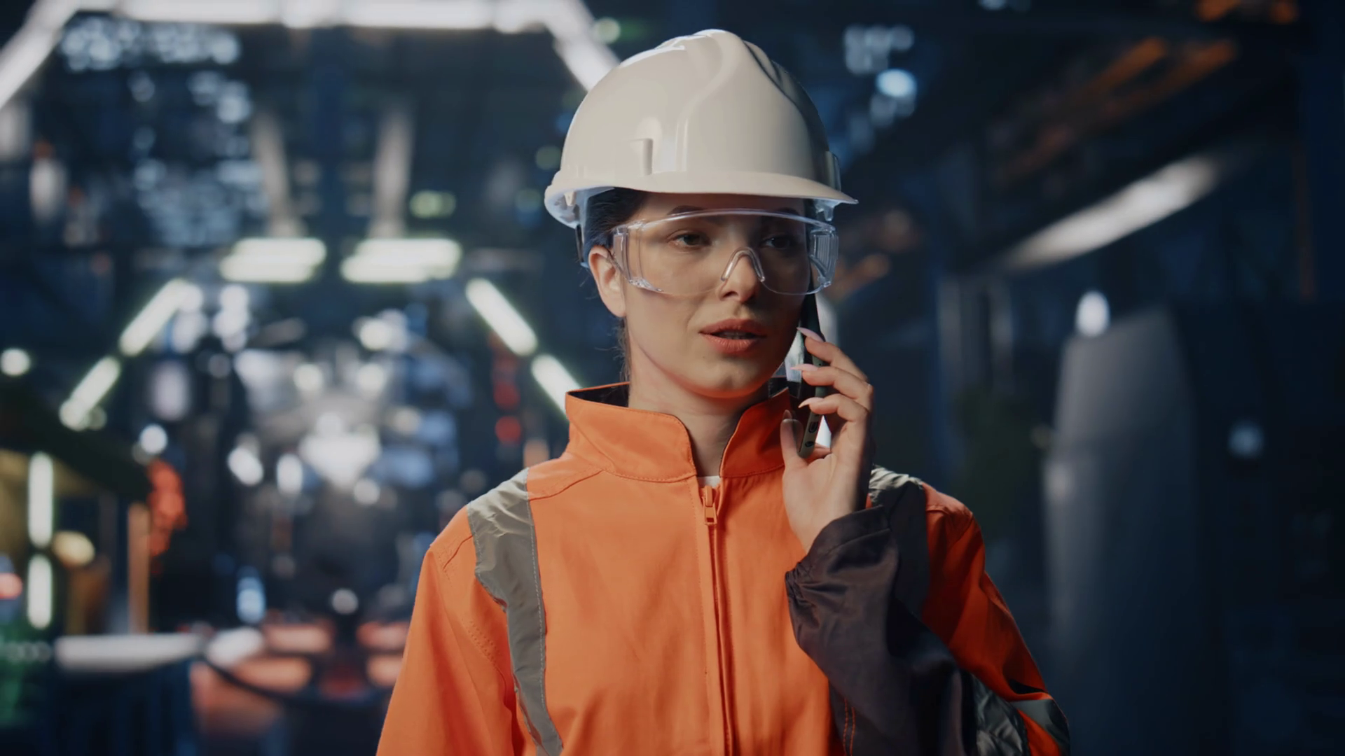 Woman Industrial Worker Calling At Factory Stock Footage SBV-348770501 ...