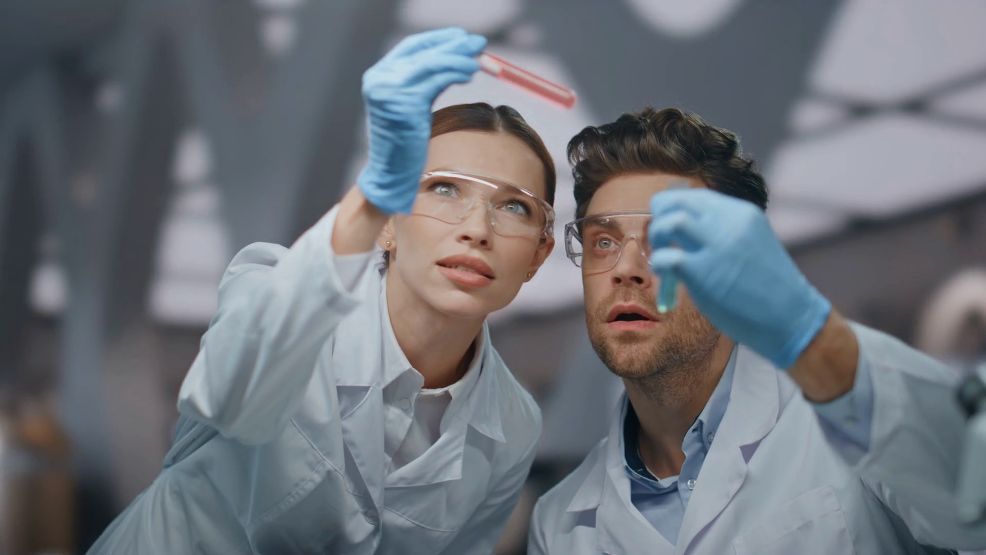 Two Researchers Examining Vaccine Sample In Stock Footage SBV-348766586 ...
