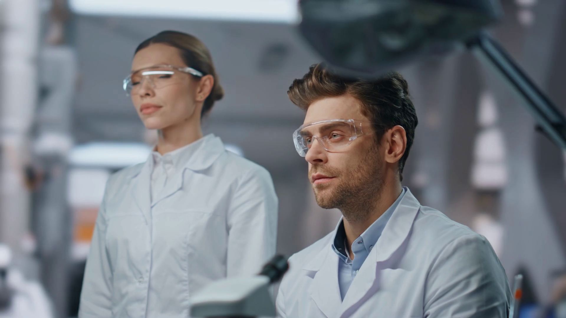 Two Lab Colleagues Smiling To Camera In Stock Footage SBV-348766837 ...