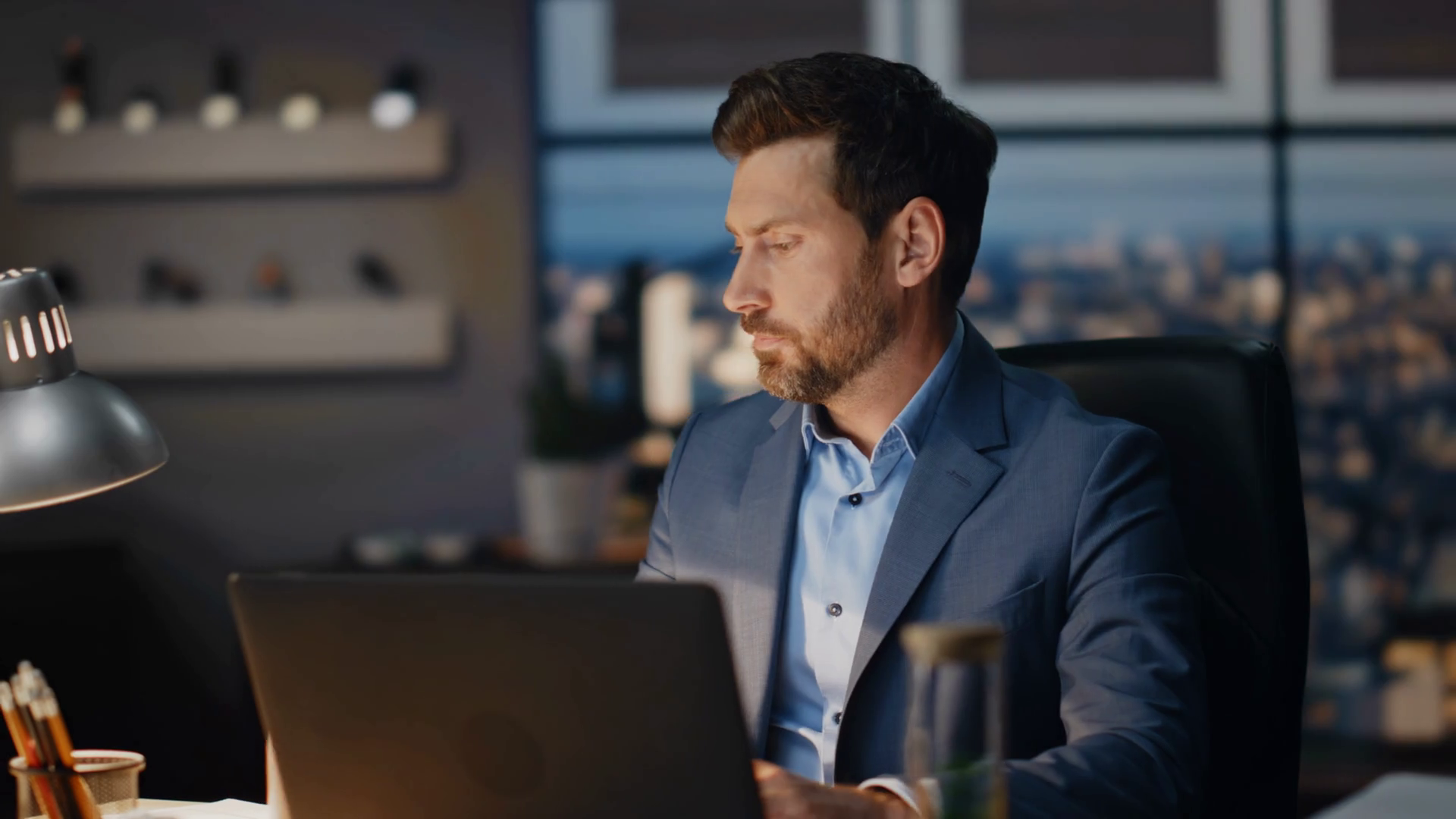 Overworked Guy Drinking Coffee At Dark Place Stock Footage SBV ...