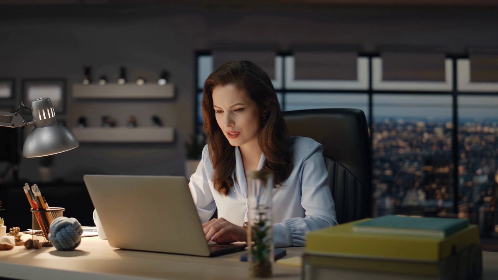 Cunning Woman Pondering Ideas At Night Stock Footage SBV-348855476 ...