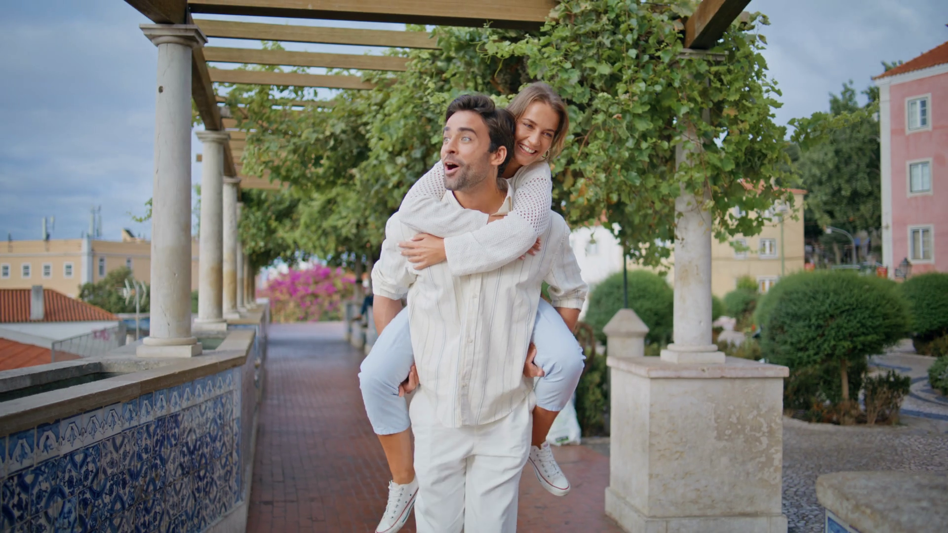 Playful Couple Having Fun At City Walk Stock Footage SBV-348924761 ...