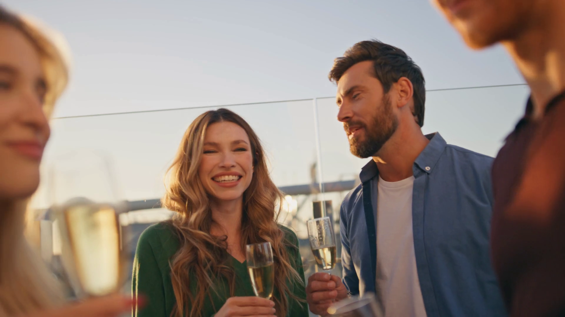 Smiling Millennials Drinking Sparkling Wine Stock Footage SBV-348922126 ...