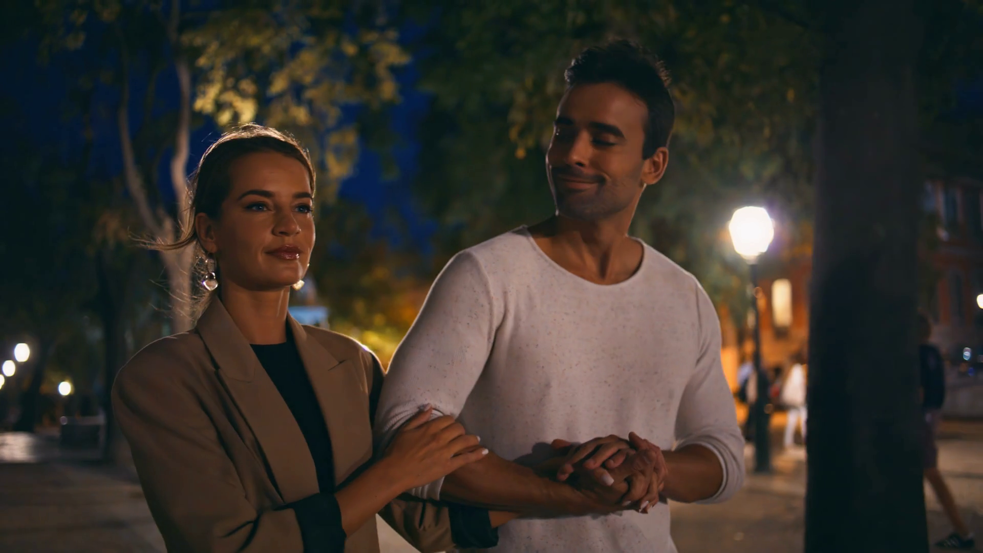 Loving Couple Going Night Park Enjoying Date Stock Footage SBV ...