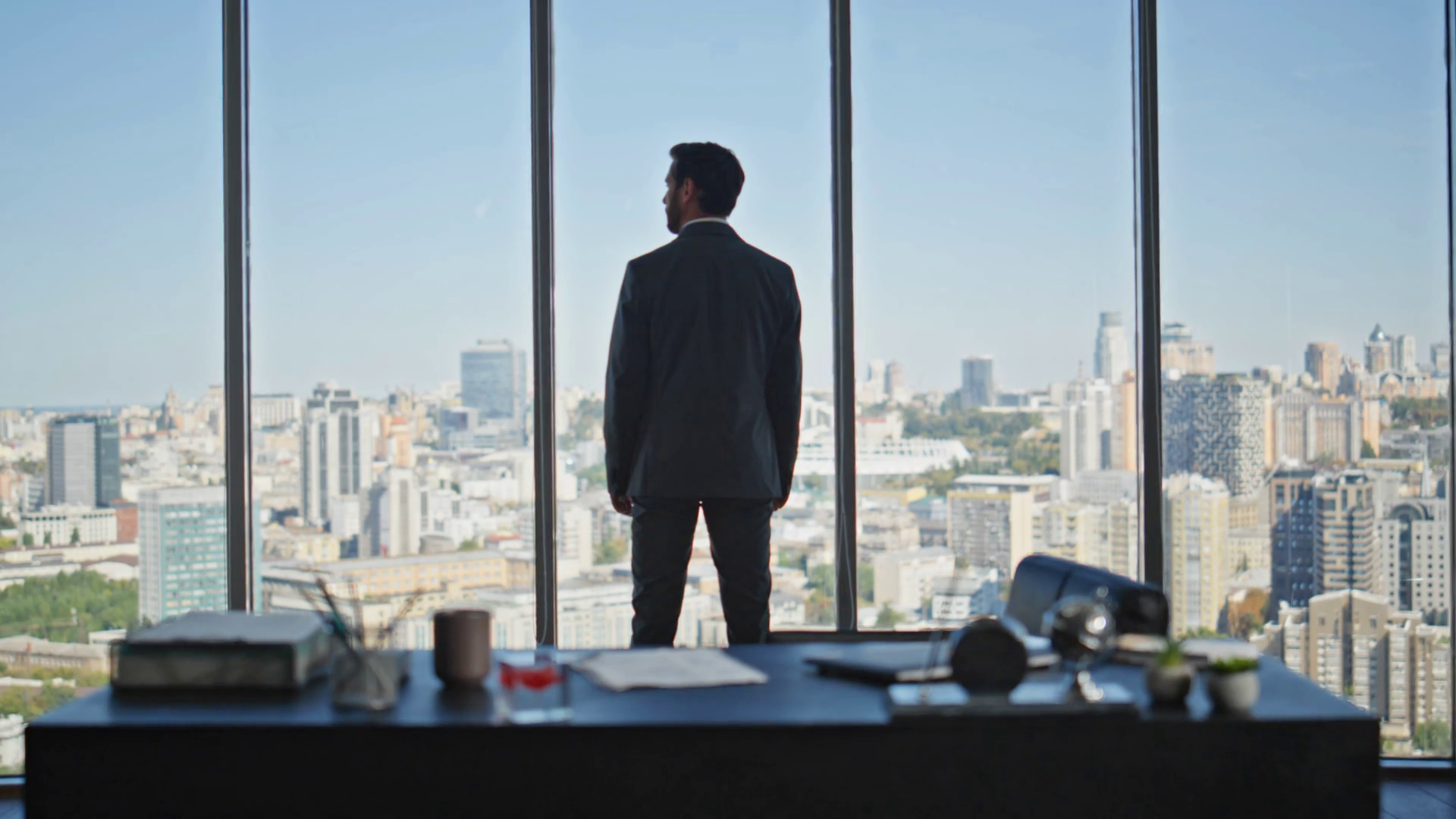 Financial Manager Standing Window In Office Stock Footage SBV-348916018 ...
