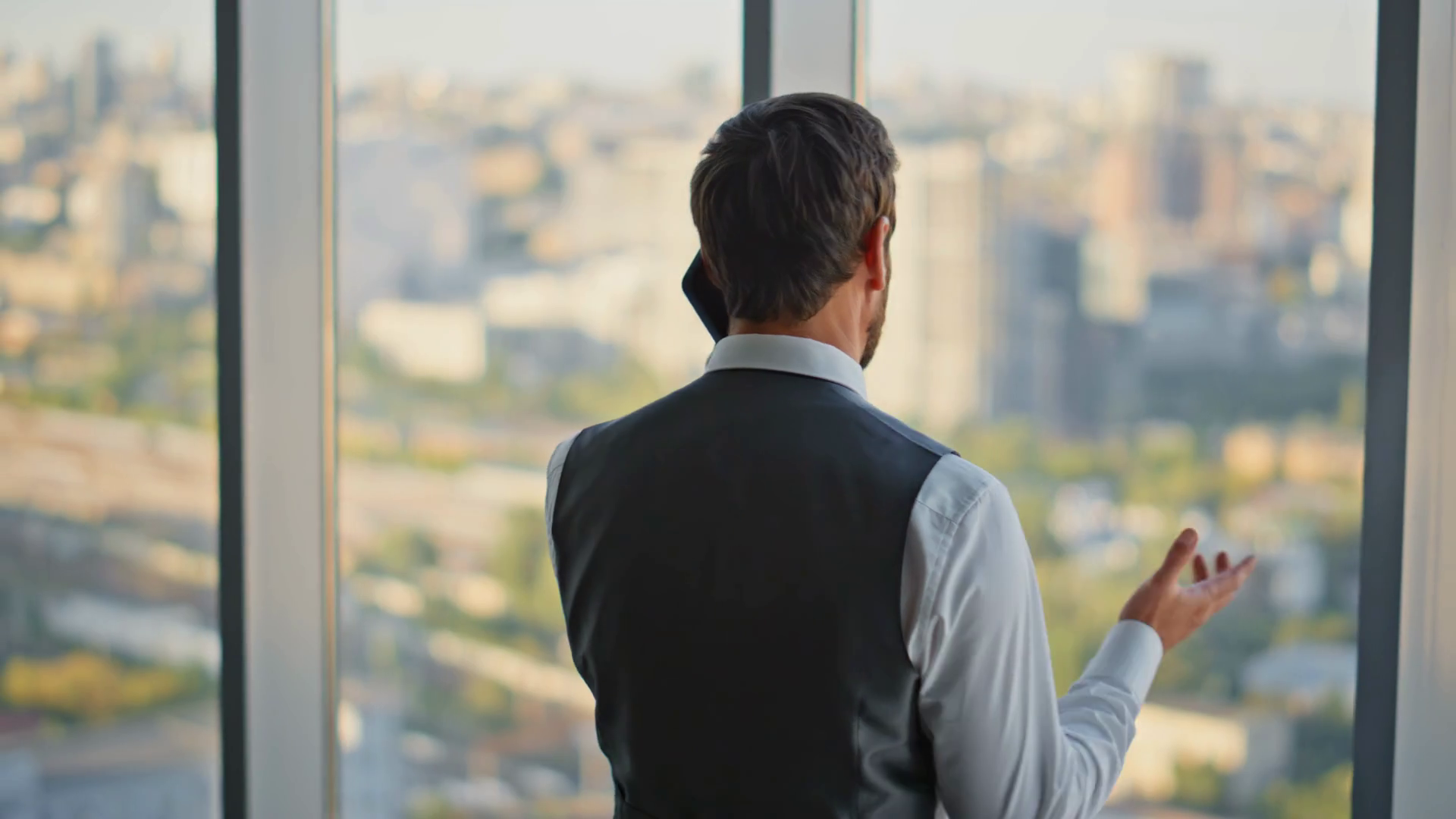 Successful Director Talk Smartphone At Stock Footage SBV-348915760 ...