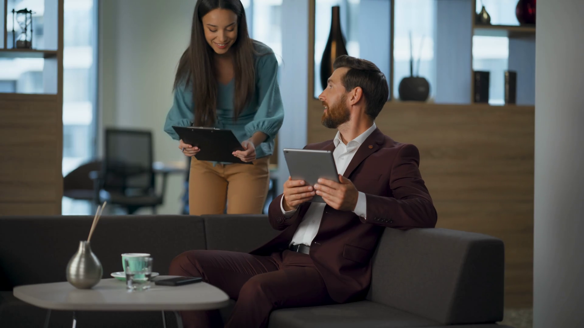 Joyful Business Couple Looking Important Stock Footage SBV-348812574 ...
