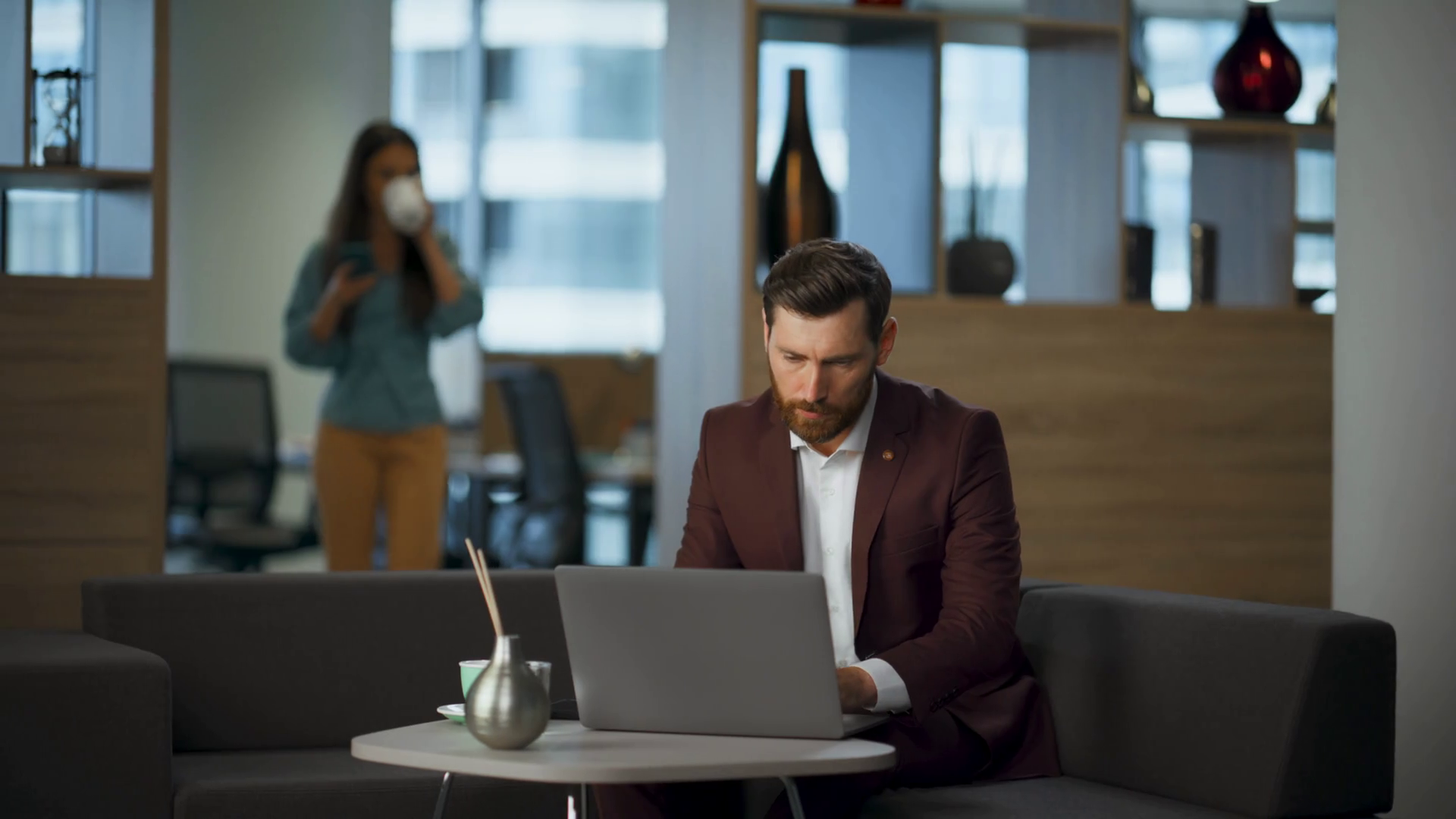 Serious Manager Working Laptop Typing Stock Footage SBV-348813353 ...