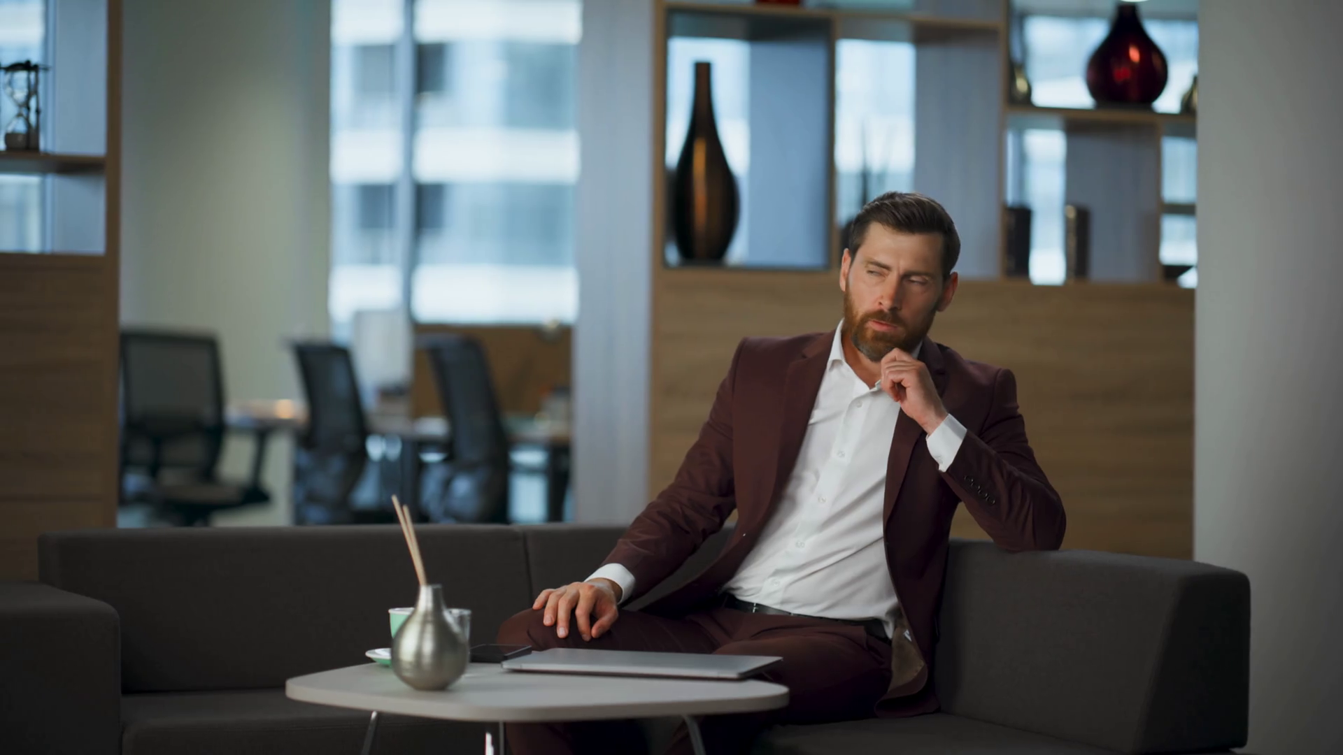 Disappointed Boss Feeling Sad Opening Laptop Stock Footage SBV ...