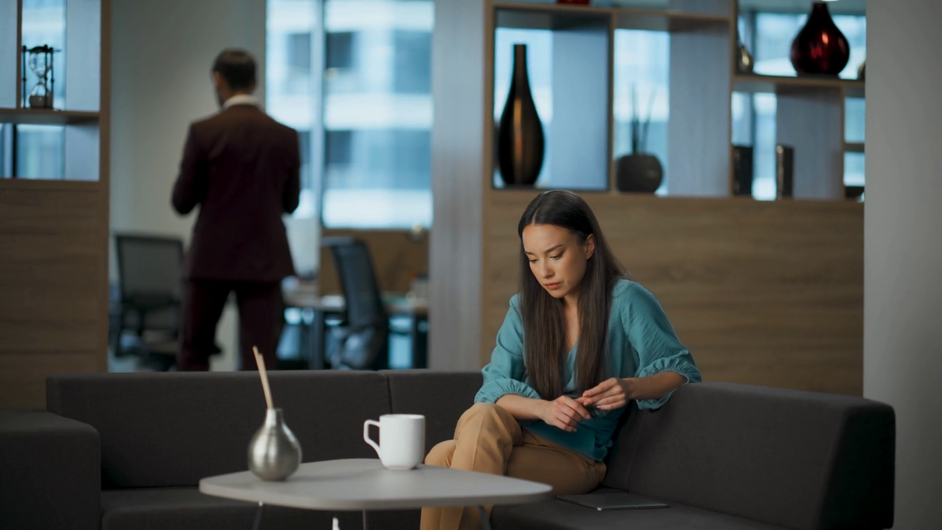 Sad Boss Crying Alone At Office Couch Stock Footage SBV-348809364 ...