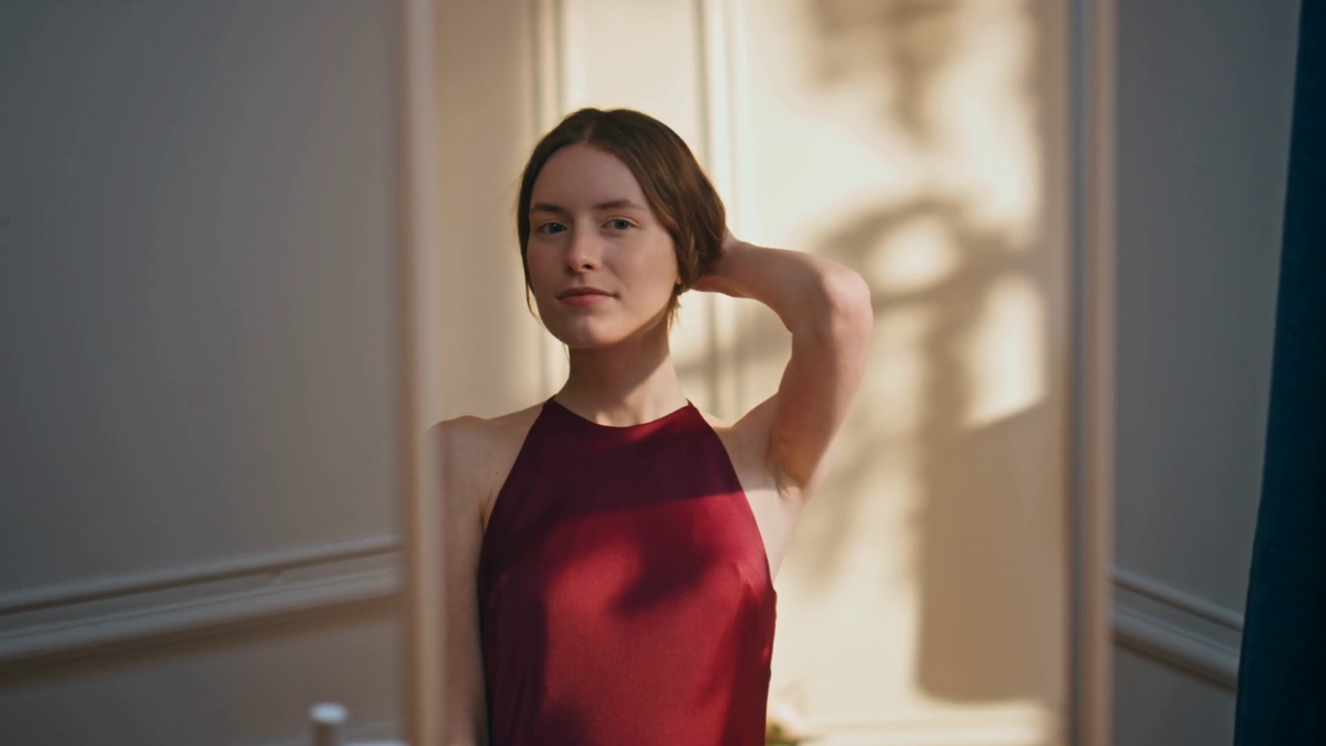 Girl Reflection Adjusting Hair Admiring Stock Footage SBV-348898710 ...