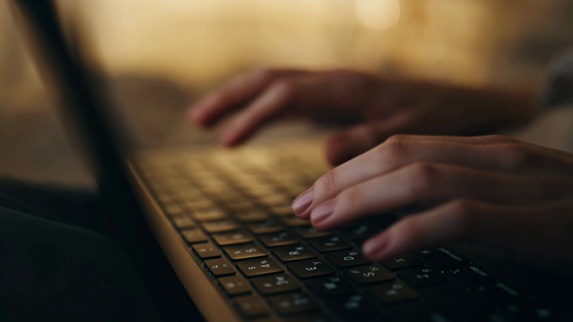 Hands Typing Keyboard Night Closeup Late Stock Footage SBV-348899553 ...
