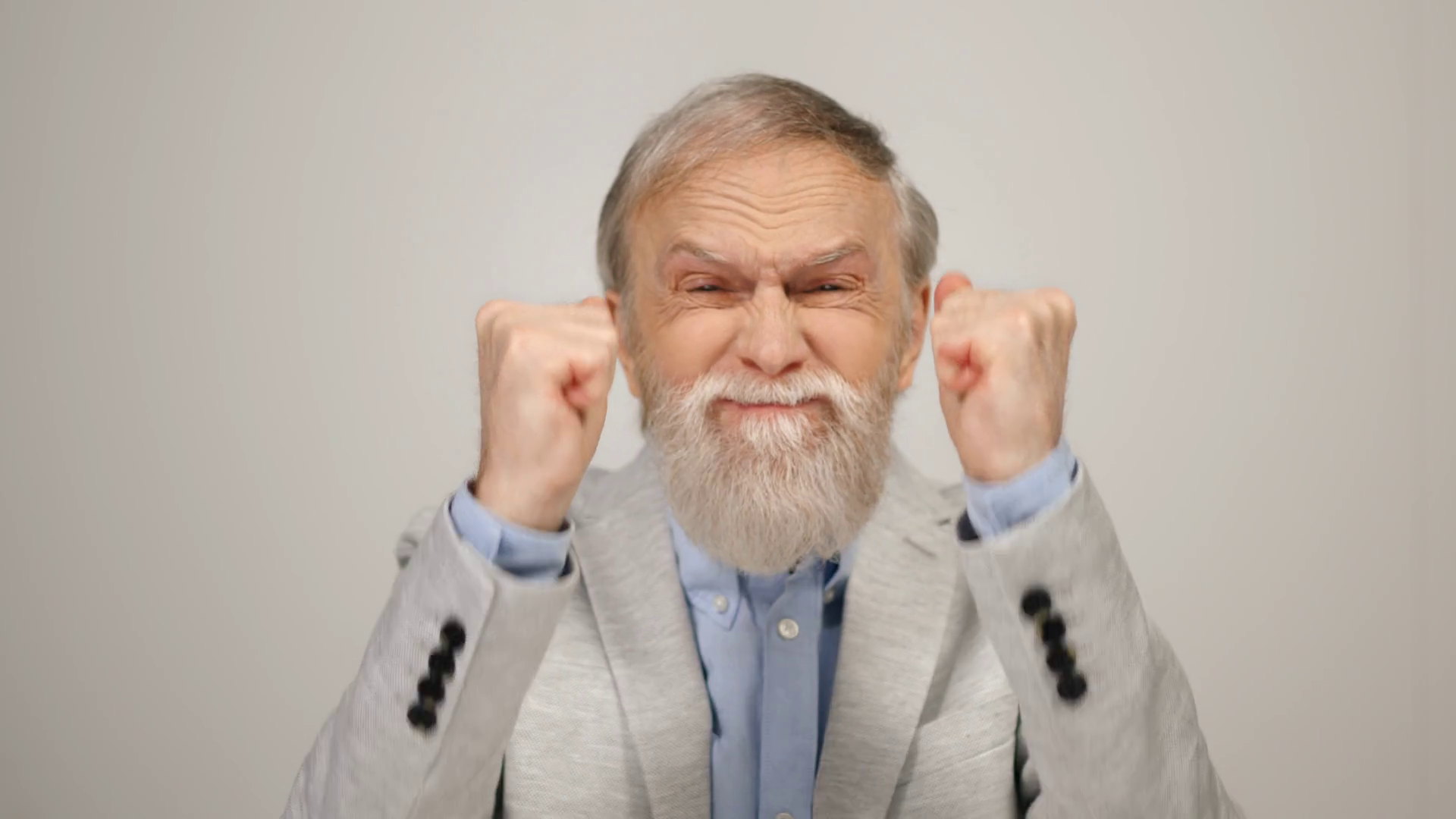Angry Old Man Gesturing In Studio With Grey Stock Footage SBV-346480304 ...