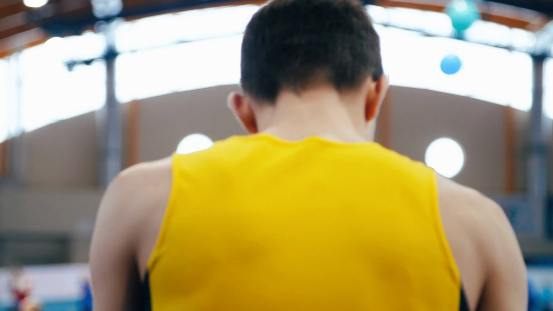 Athlete In Yellow Preparing Performance Back Stock Footage SBV ...