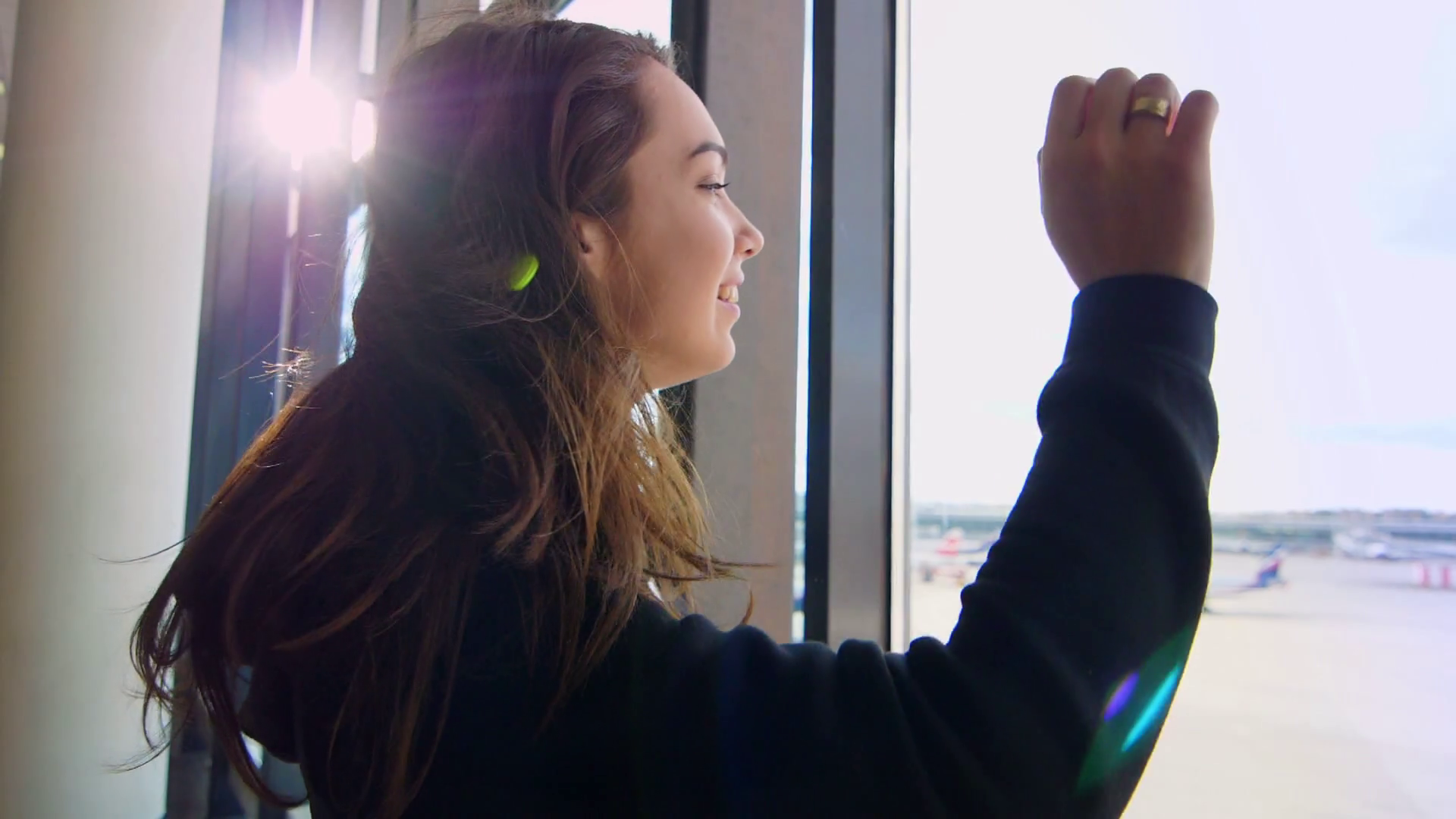 Woman Waving Goodbye At Departing Plane In Stock Footage SBV-326775464 ...