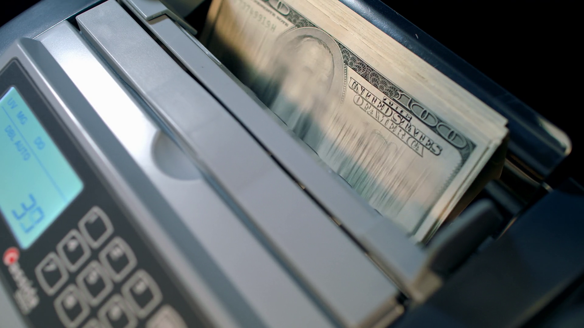 Business success concept. Electronic cash counting machine. Counting ...