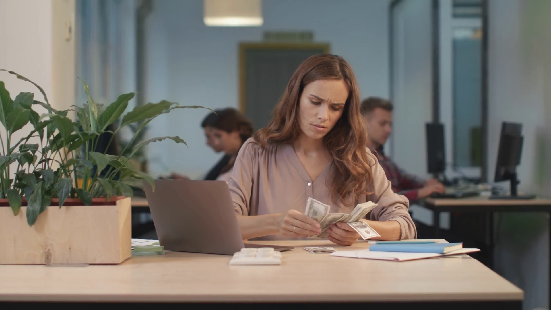 Business Woman Counting Cash Money At Stock Footage SBV-336076629 ...